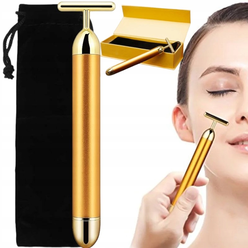 MASAŻER DO TWARZY UJĘDRNIAJĄCY GOLD SZYI PULSACYJNY ZŁOTY SZYI ...