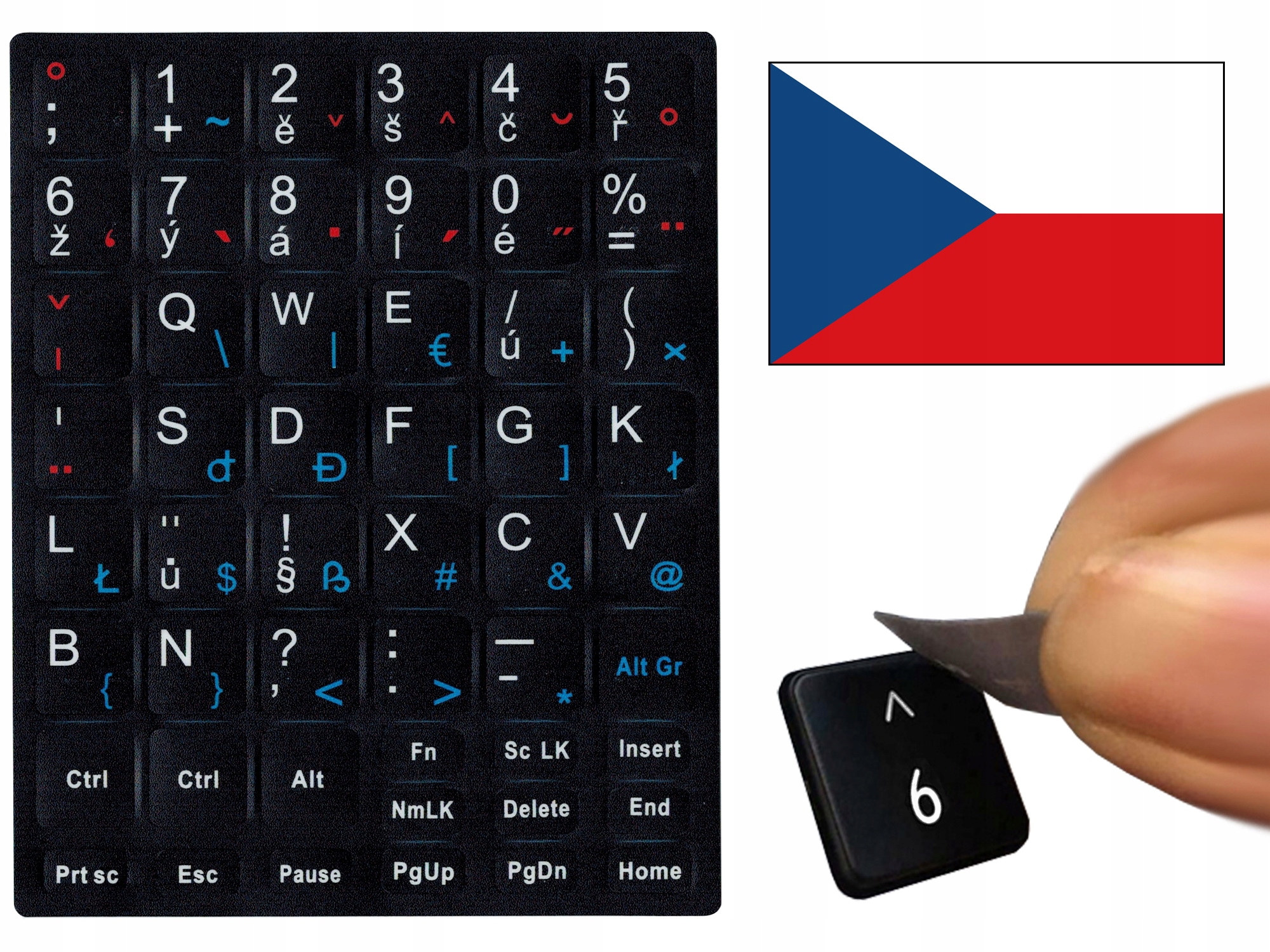 SAMOLEPKY NA KLÁVESNICI NOTEBOOKU PC SAMOLEPKY ČESKÝ JAZYK VLEPKA ČESKÁ VLAJKA za 87 Kč - Allegro