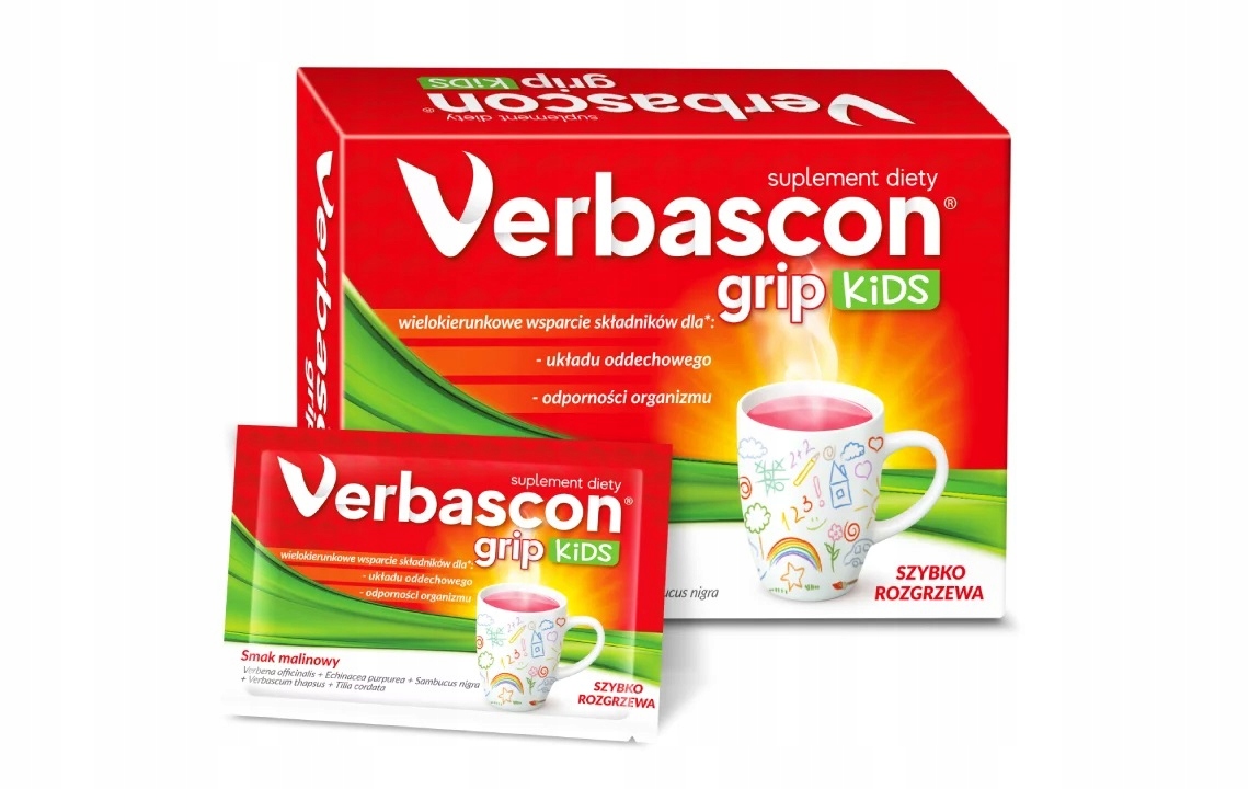 Verbascon Grip Kids Odporność Czarny Bez Lipa Jeżówka Wit. C Cynk 10 ...