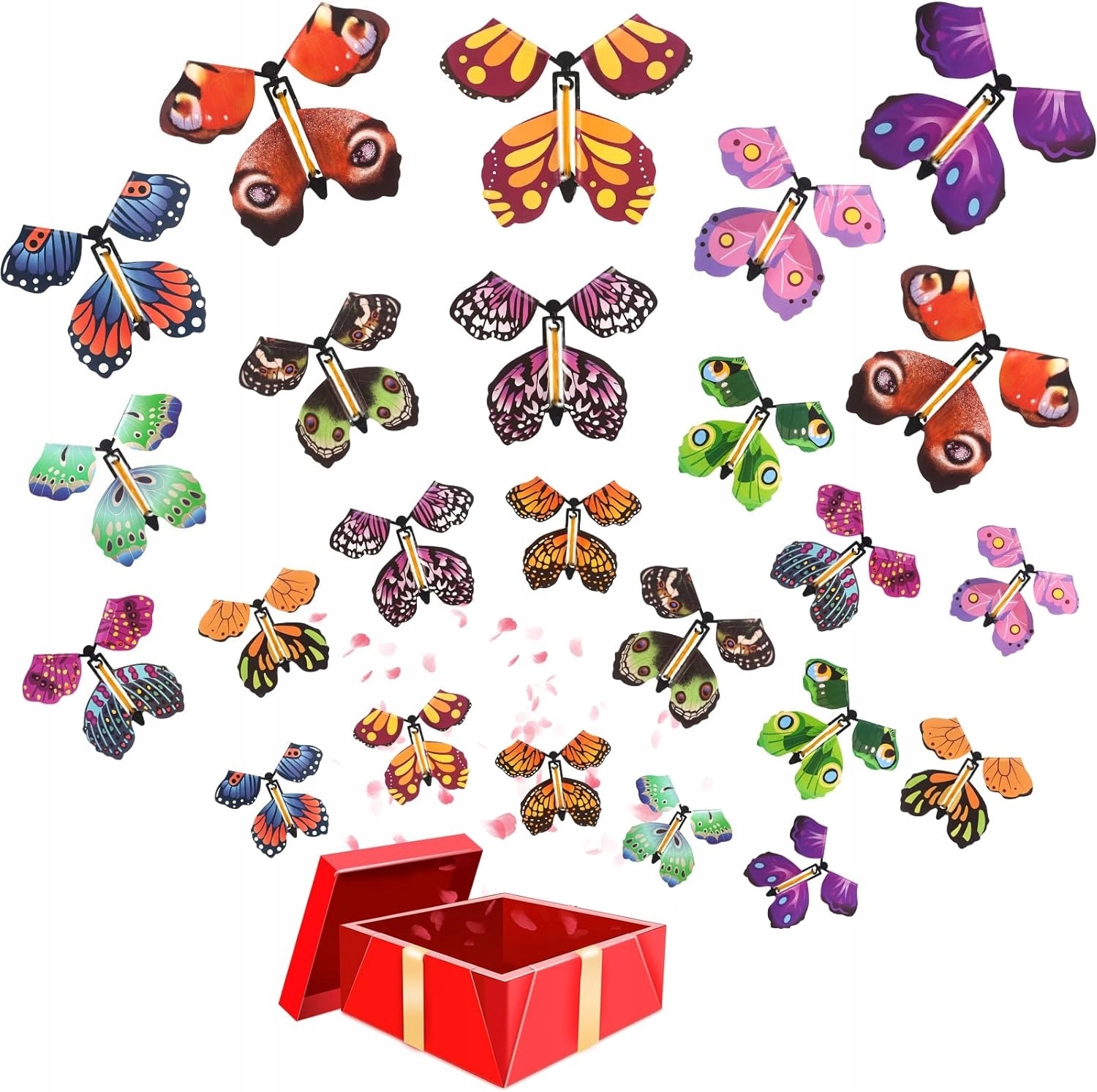 24X NAKRĘCANE LATAJĄCE MOTYLE SZTUCZKA MAGICZNA PREZENT DLA DZIECKA ...