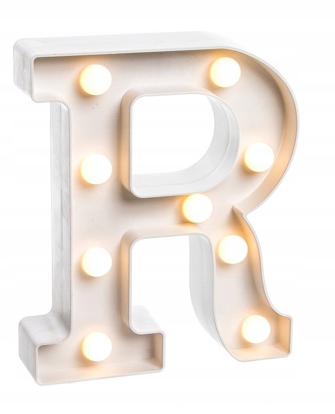 LED Litera Świecąca litera R Dekoracja ślub Literka R duża 21cm ...