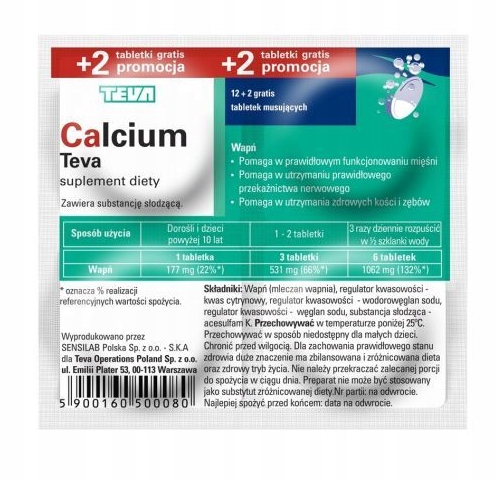 Teva Calcium 14 tabletek musujących WAPŃ ALERGIE (5900160500080) • Cena ...