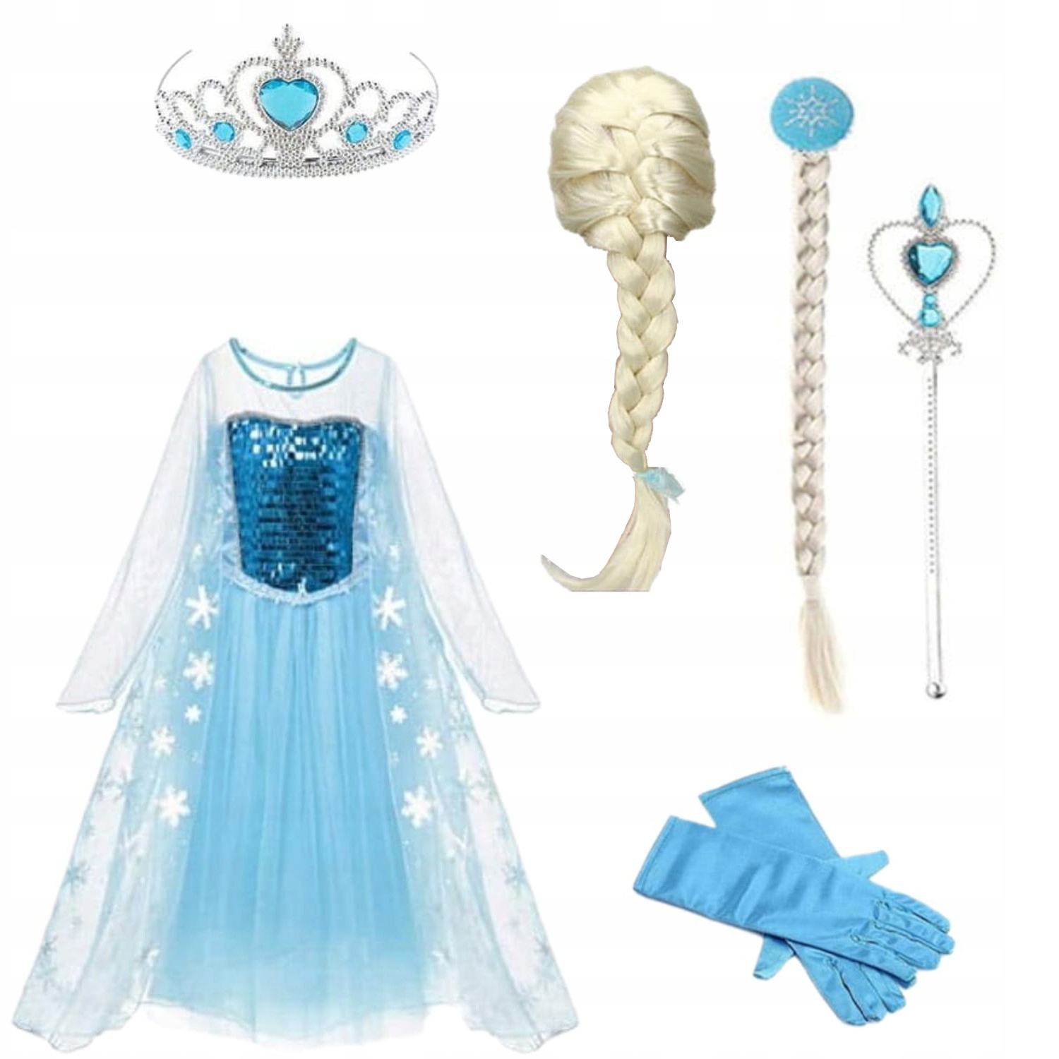 SET KOSTÝM KOSTÝM FROZEN ELSA ŠATY PAROCHŇA KORUNA DOPLNKY S 110-116 ...