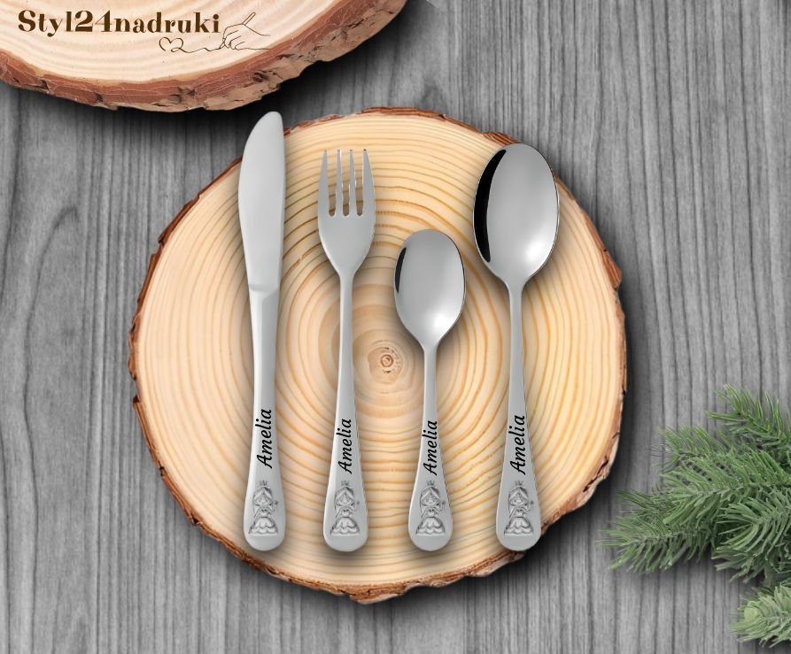 kids cutlery princess 4 pieces Engraved Communion Christening Gift ...
