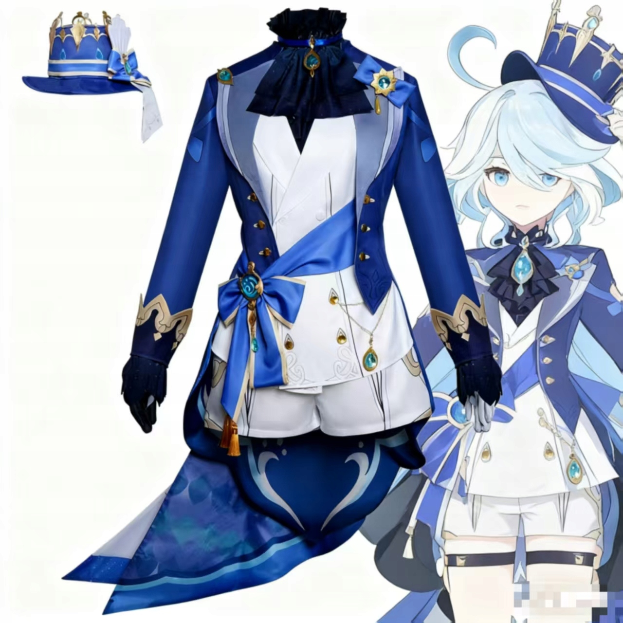 Anime Genshin Impact Fehér Furina Cosplay Jelmez HALLOW+paróka za 21595 ...