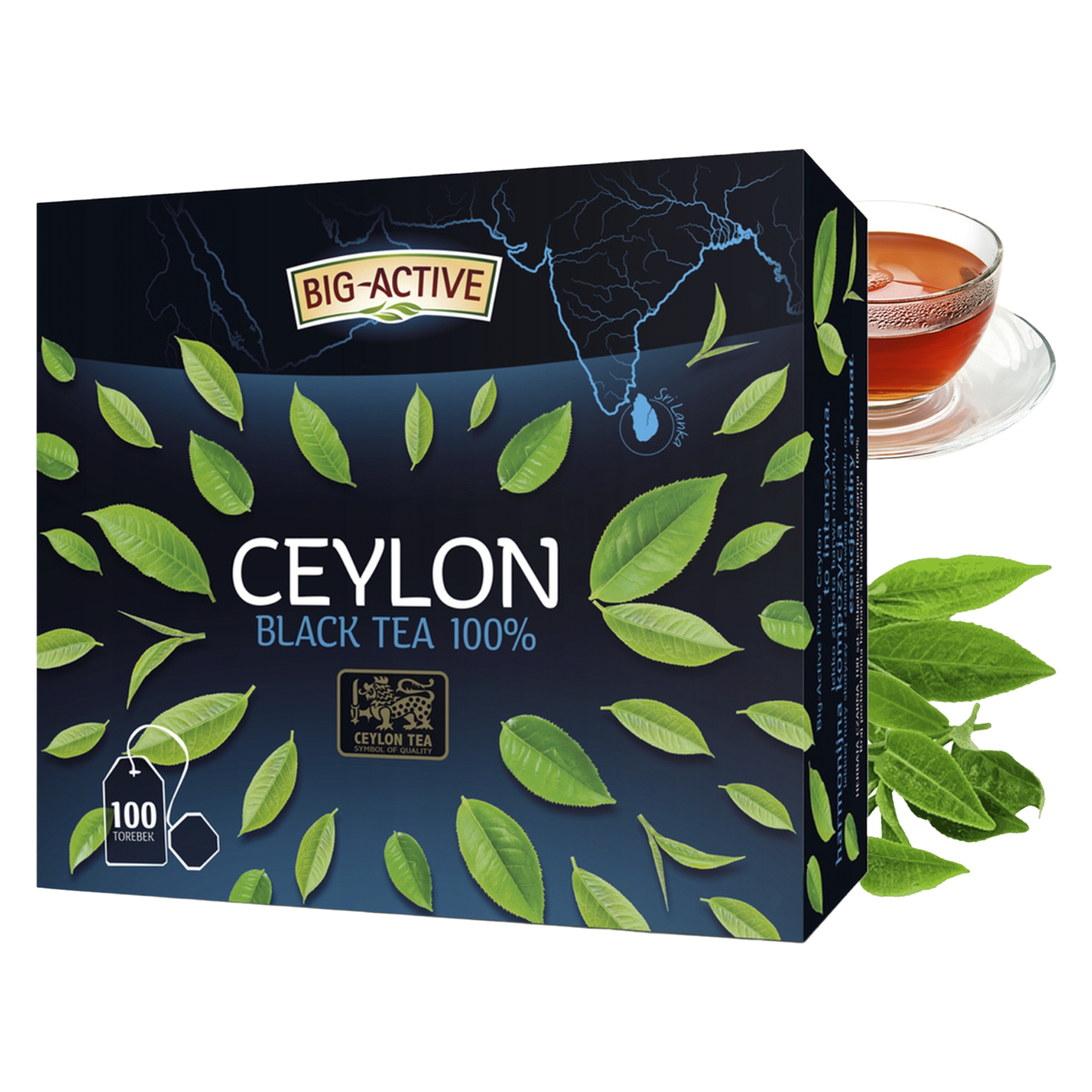 BIG - ACTIVE herbata CZARNA cejlońska CEYLON BLACK TEA 100% 100 TOREBEK ...