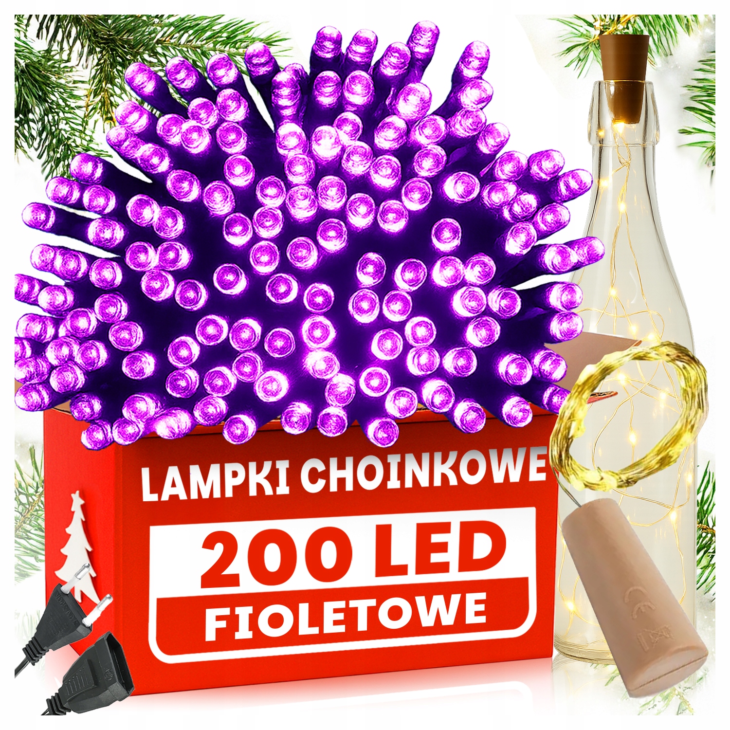 LAMPKI CHOINKOWE 200 LED FIOLETOWE WEWNĘTRZNE ZEWNĘTRZNE + GRATIS ...