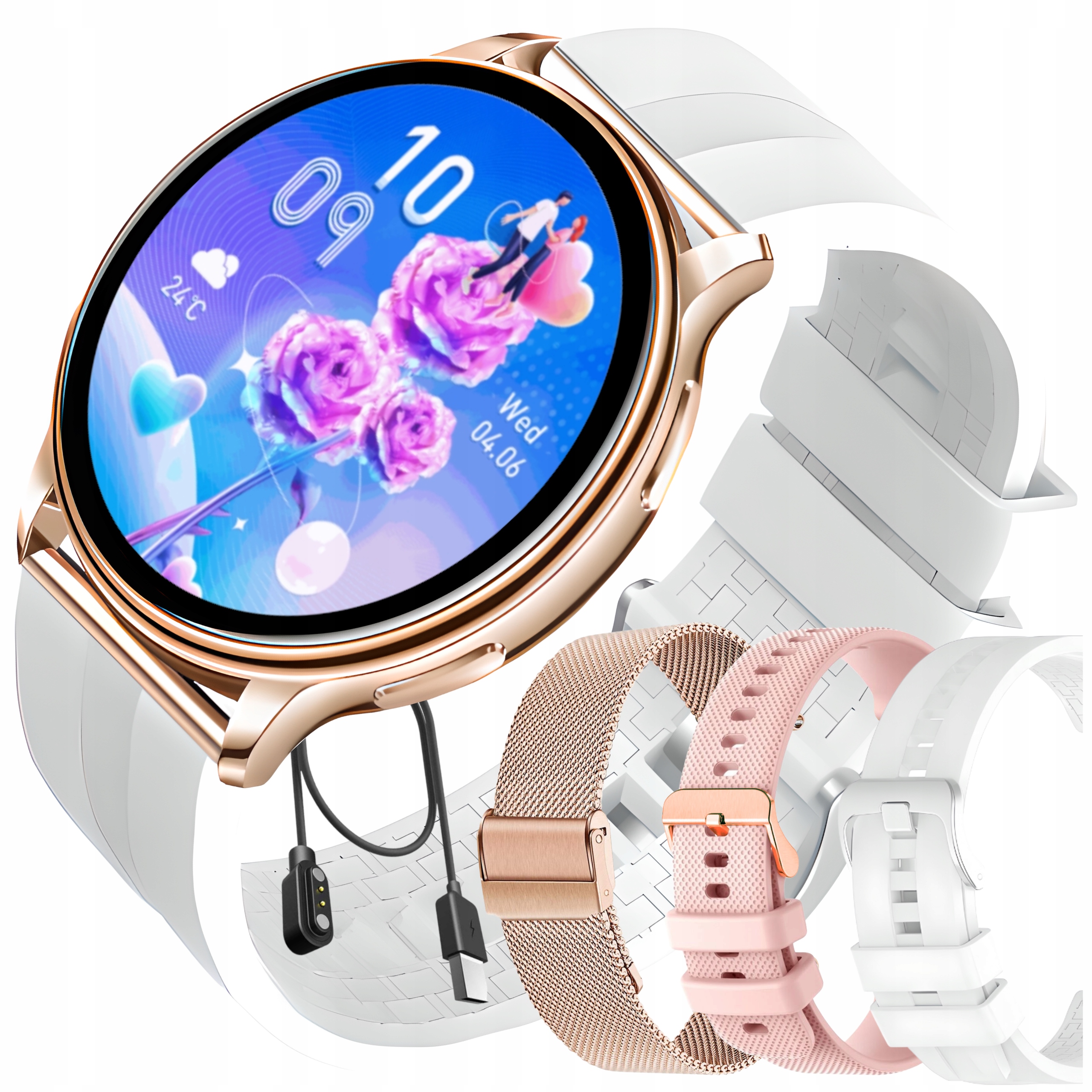 SMARTWATCH ZEGAREK DAMSKI MENU POLSKIE FUNKCJA DZWONIENIA SMART WATCH ...