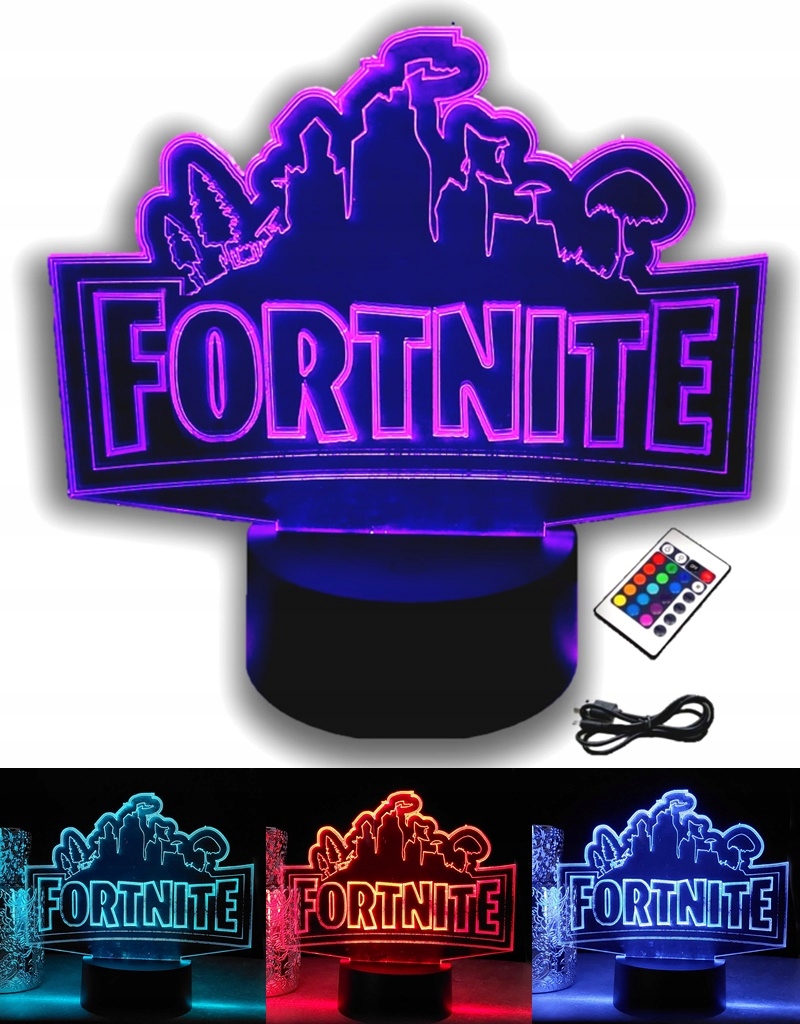 ÉJJELI LÁMPA FORTNITE 3D LED RGB TÁVIRÁNYÍTÓ - Allegro