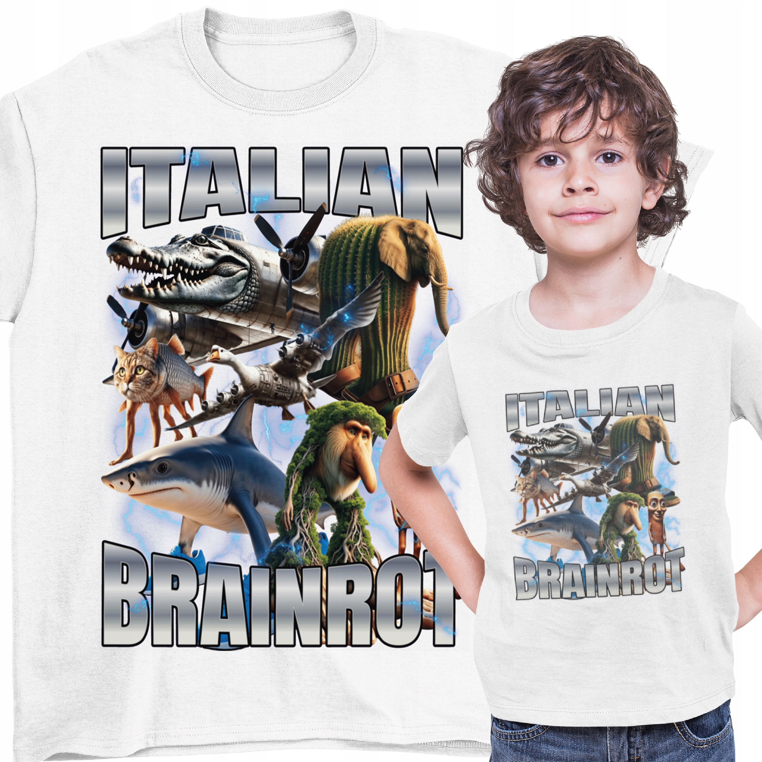 ITALIAN BRAINROT KOSZULKA TRALALERO TRALALA TIK TOK MEMY biała 140 146 • Cena, Opinie • T-shirty ...