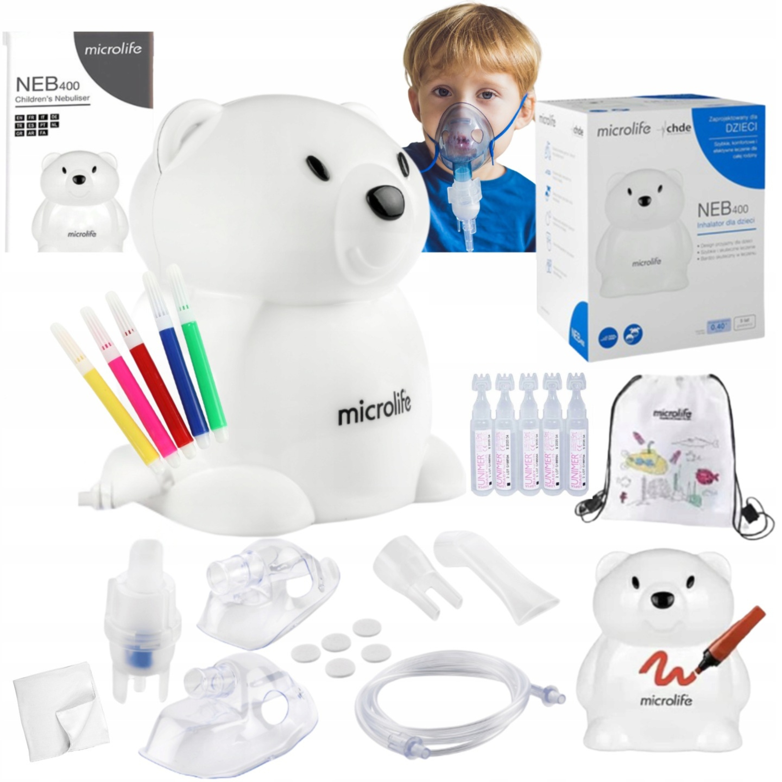 MICROLIFE INHALATOR NEBULIZATOR NEB 400 MIŚ DLA DZIECI + GRATIS ...