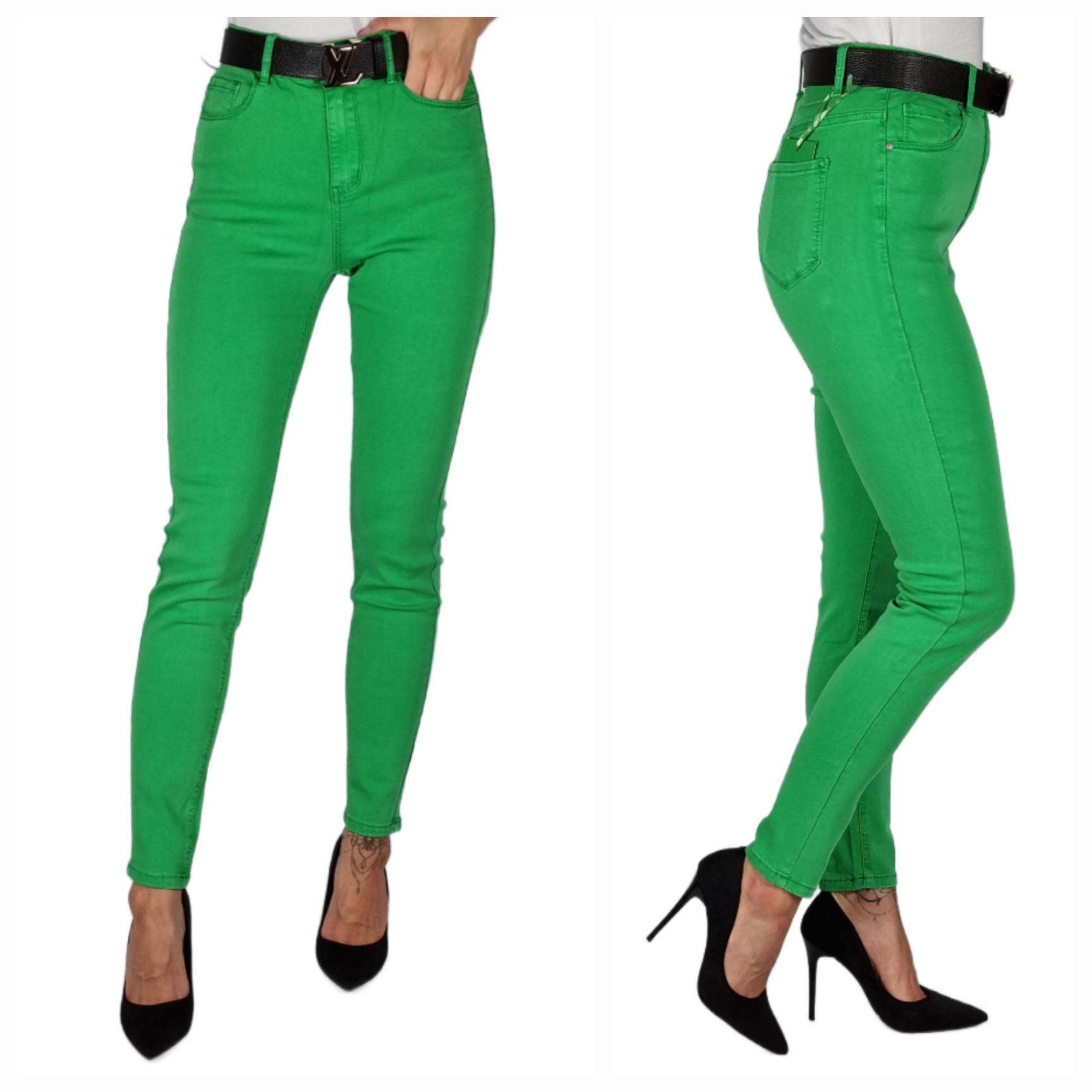 SPODNIE GOODIES ZIELONE Z WYSOKIM STANEM ROZ 44 • Cena, Opinie • Casual ...