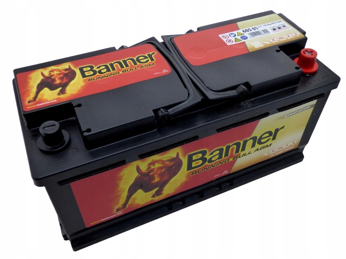 Akumulator 12V 105Ah 950A P+ AGM Start-Stop Banner Running Bull 60501.P ...