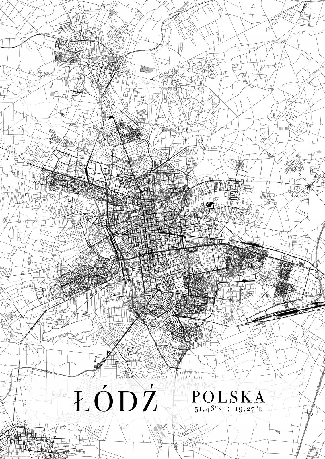 Plakat Łódź Mapa Miasta bez ramy 42 x 59,4 cm (5904094896905) • Cena ...