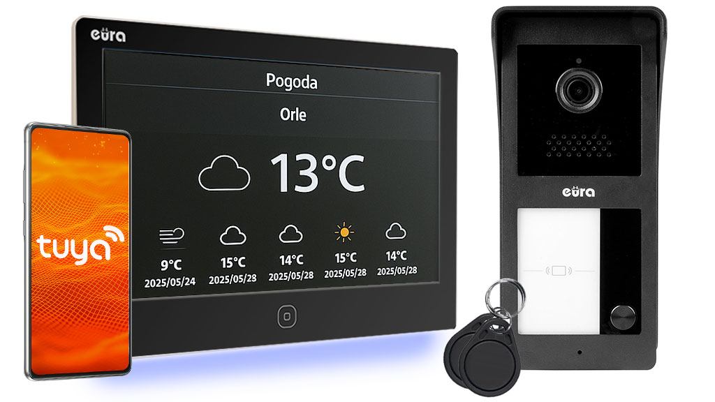 WIDEODOMOFON WIFI 2żyłowy video domofon breloki FURTKA BRAMA POGODA LED ...