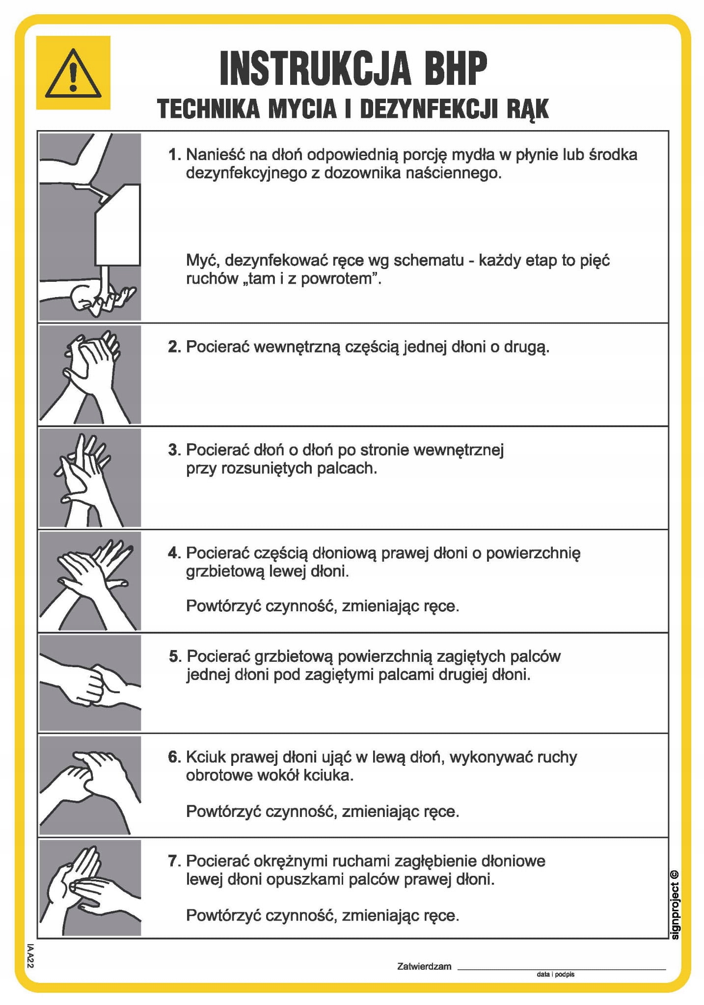 INSTRUKCJA BHP TECHNIKA MYCIA I DEZYNFEKCJI RĄK (IAA22_245X350_HN) • Cena, Opinie • Tablice ...