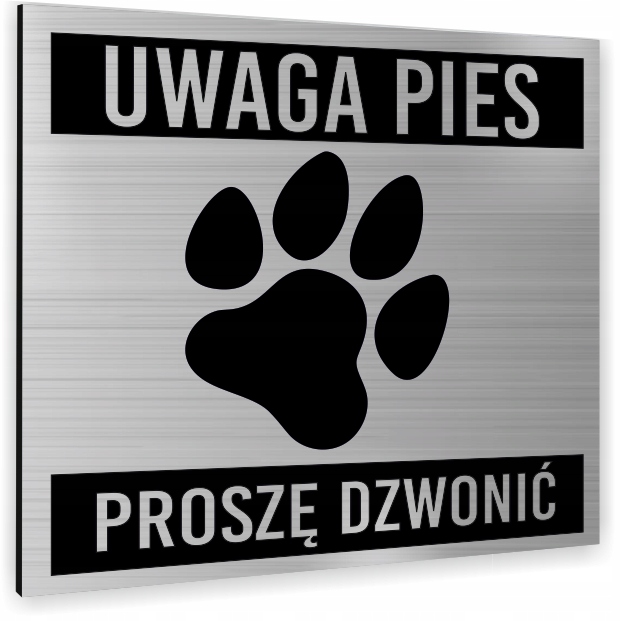 Tabliczka UWAGA PIES PROSZĘ DZWONIĆ Tablica nierdzewna PIKTOGRAM ...