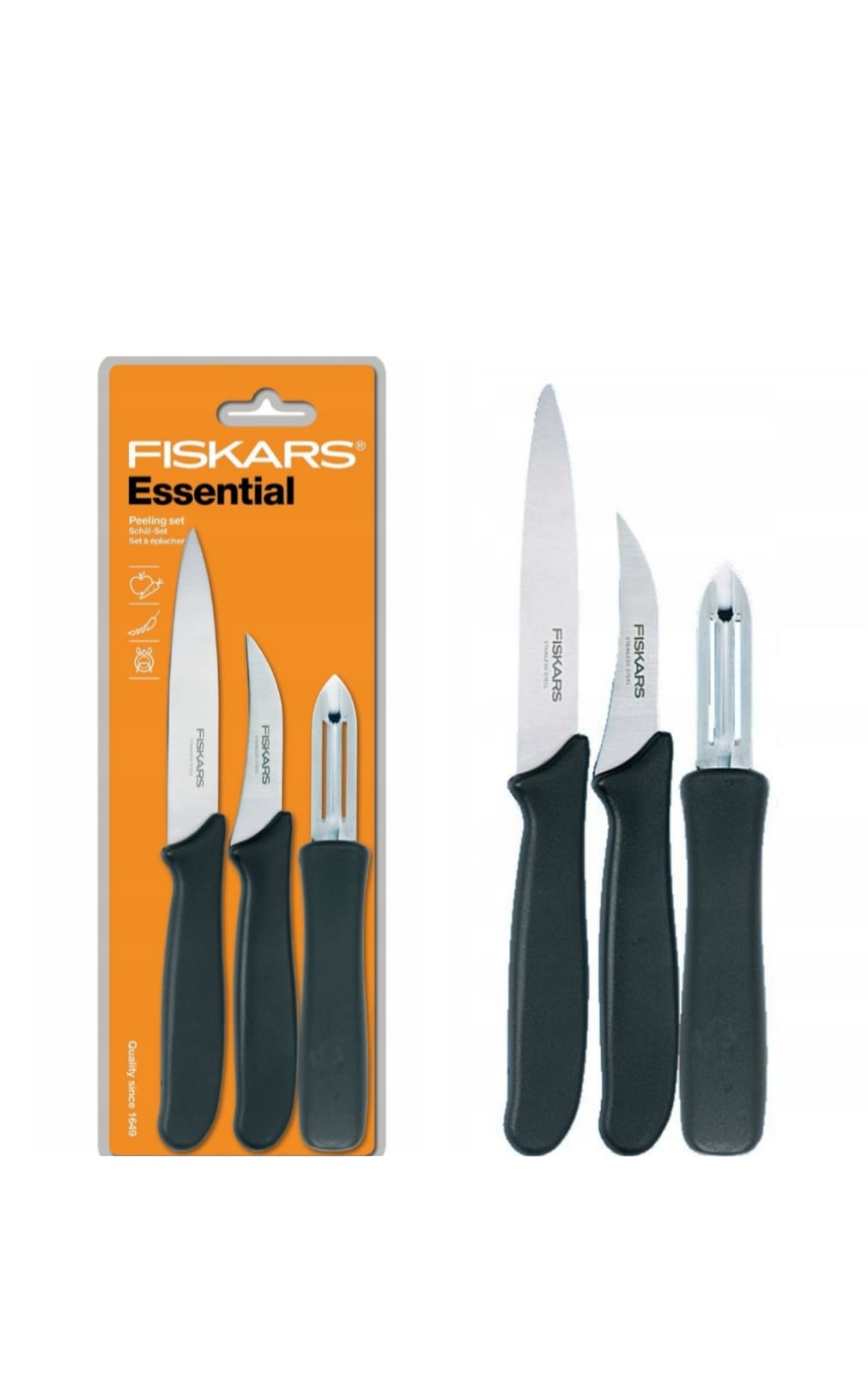 FISKARS Essential Zestaw noży obieraczka warzyw x3 (1024162) • Cena, Opinie • Komplety noży ...