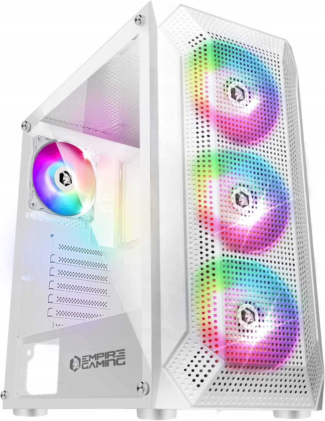 OBUDOWA DO KOMPUTERA PC BIAŁA EMPIRE GAMING LED RGB MIDI TOWER ATX mATX ...