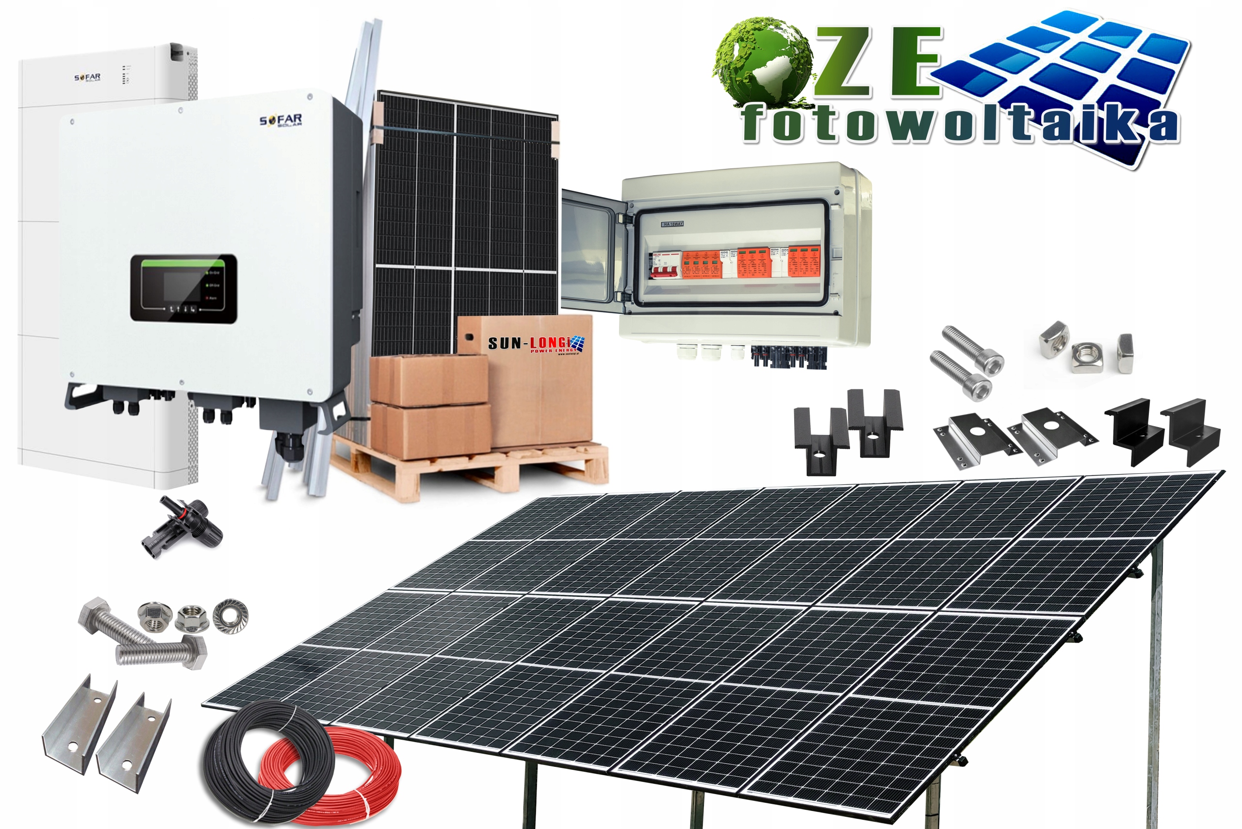 Zestaw solarny hybrydowy grunt 5kW+magazyn energii (5903678810245 ...