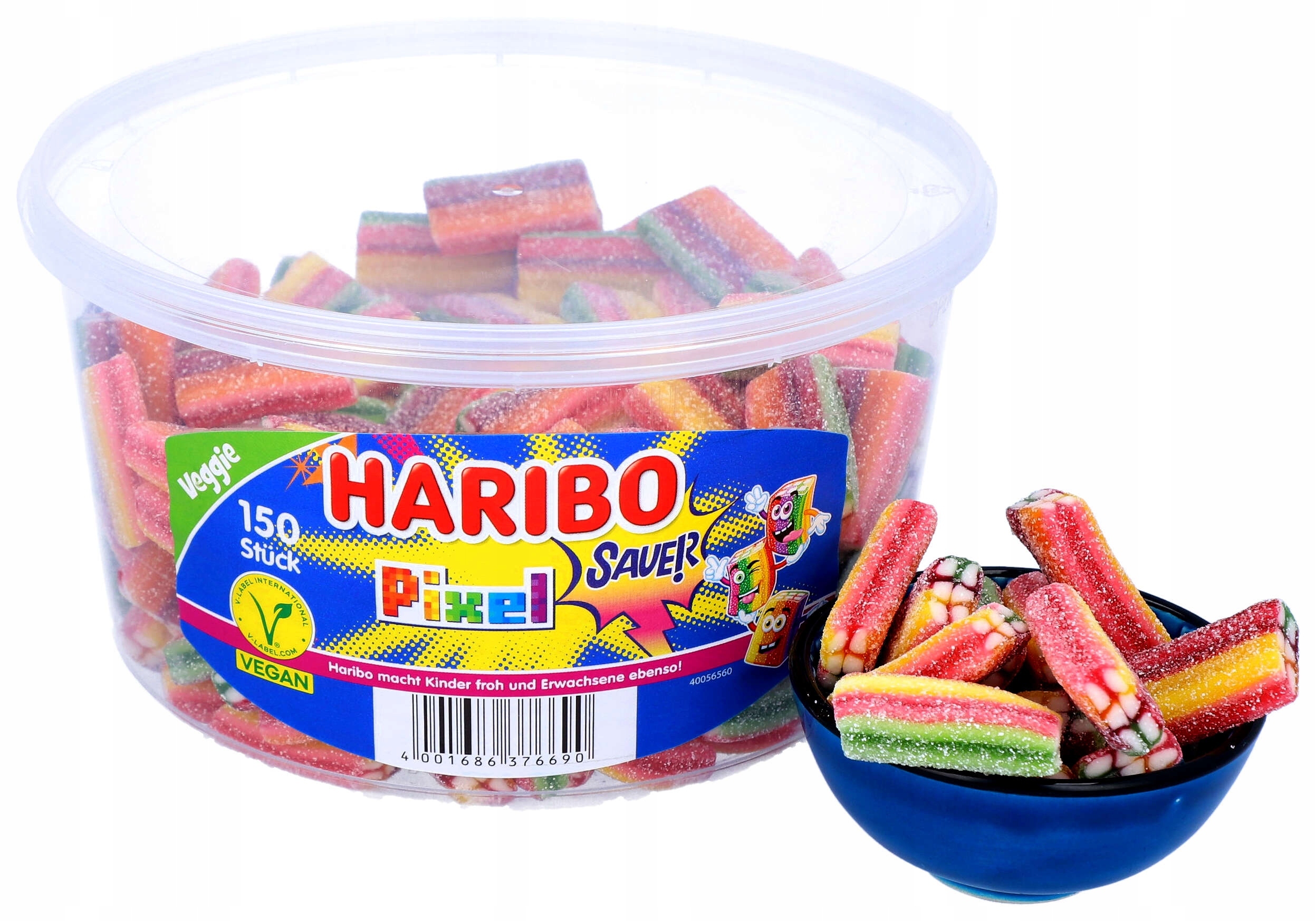 Gyümölcs gumicukor HARIBO Savanyú Kocka Pixel 1200g 150 db Vegán DE za ...