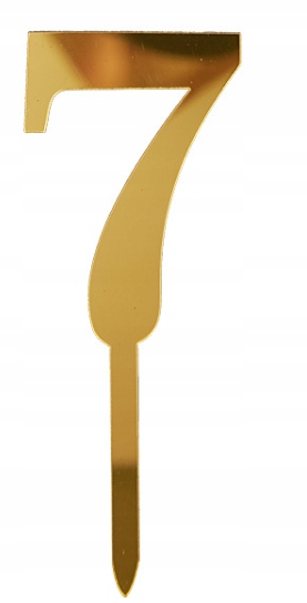 TOPPER CYFRA 7 ZŁOTA urodziny cyfra na tort topper akrylowy złoty ...