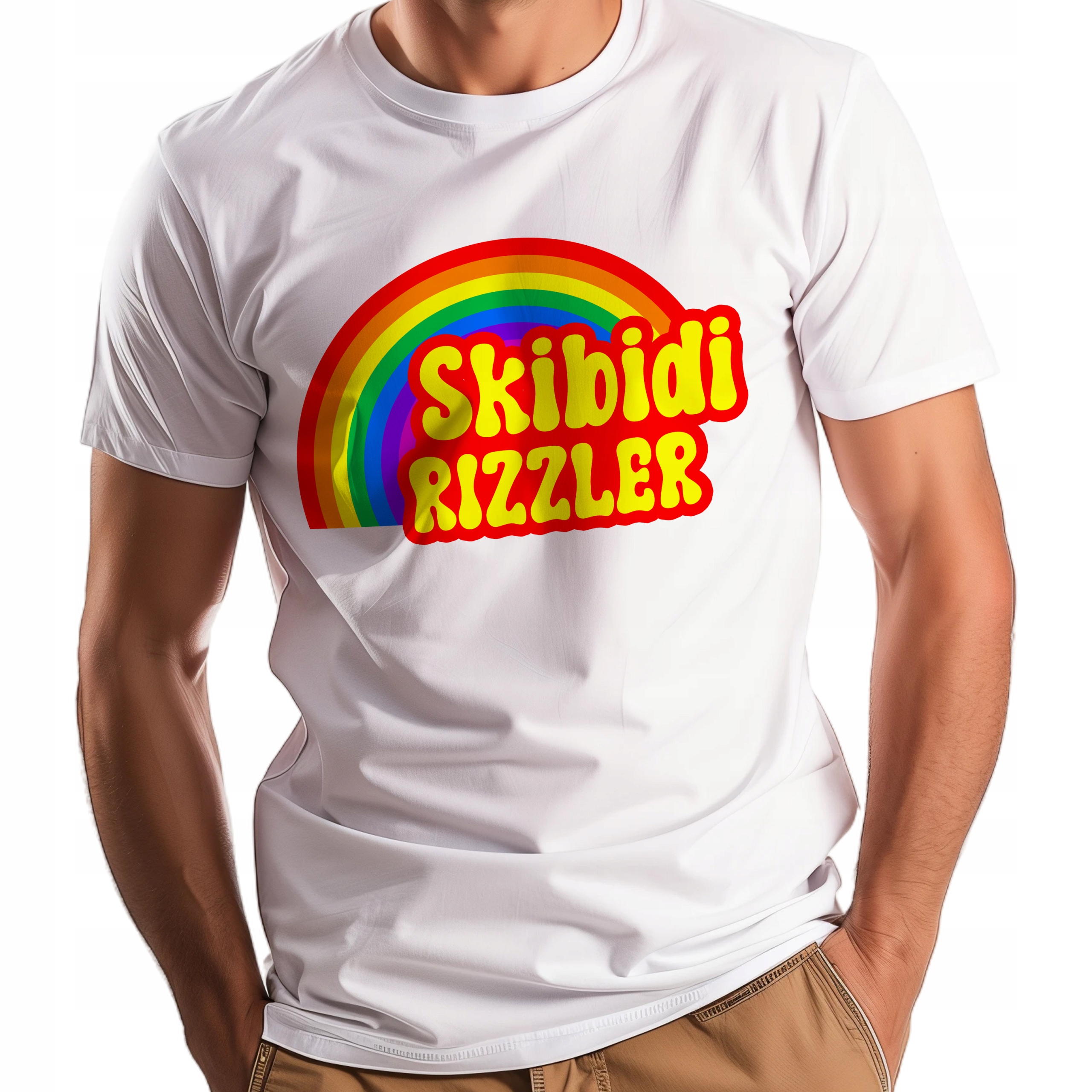 KOSZULKA T-SHIRT BIAŁY MĘSKI ZABAWNA SIGMA RIZZLER OF SKIBIDI OHIO - M ...