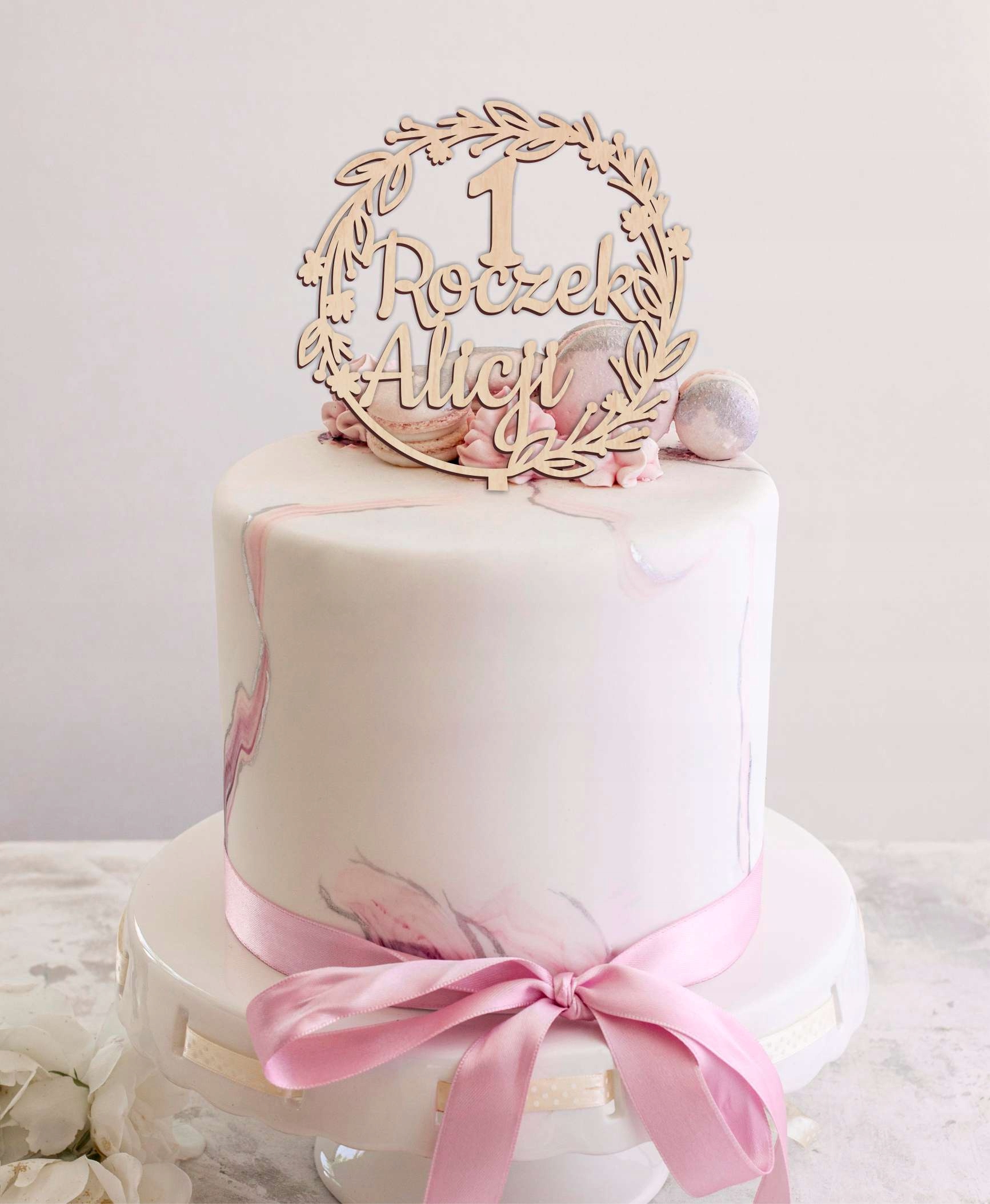 TOPPER napis na tort ciasto 1 Pierwszy Roczek rok imię z imieniem ...