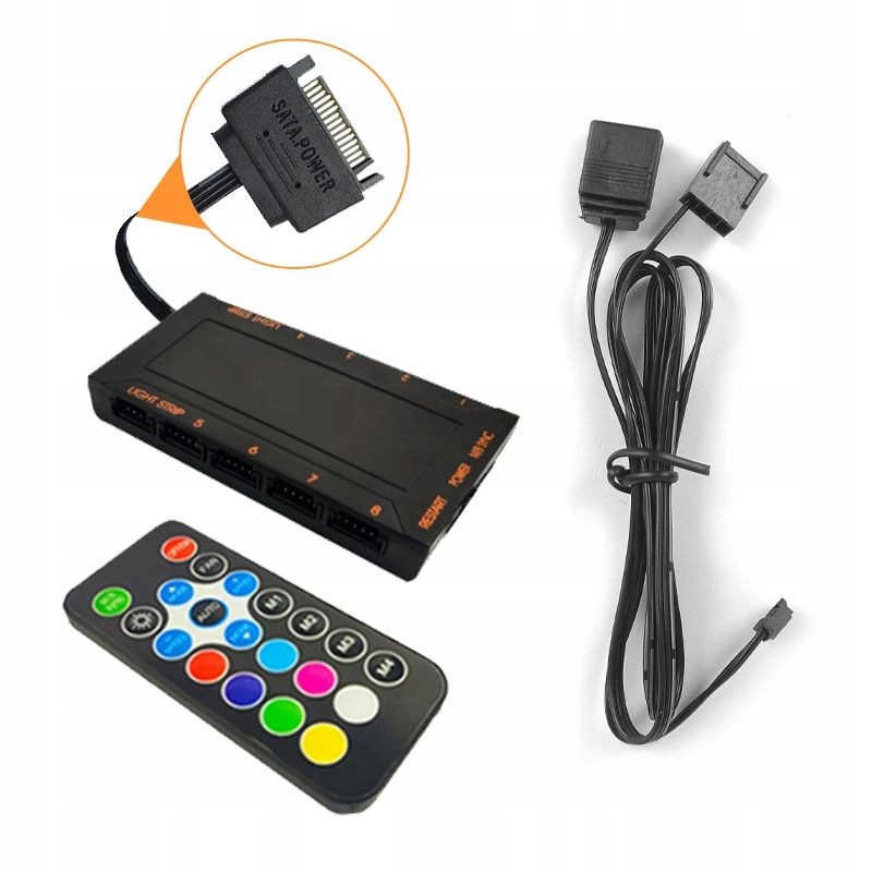 DR11 controller RGB PC Case Fans Kits 6 Pin Double Ring 3 Pin 5V ARGB C ...