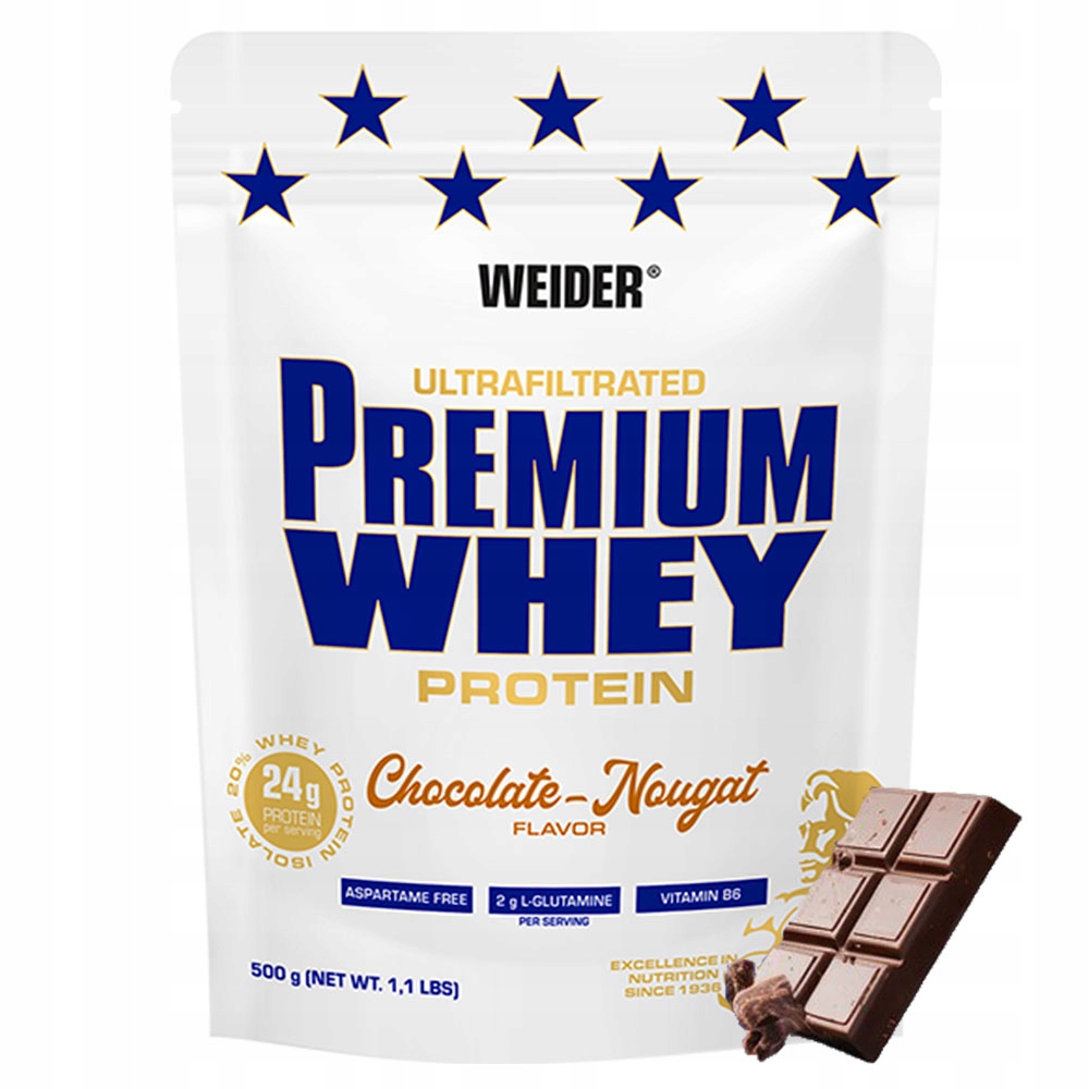 WEIDER PREMIUM WHEY PROTEIN 500g - BIAŁKO SERWATKOWE WPI WPC CZEKOLADA - 4044782300459 ...