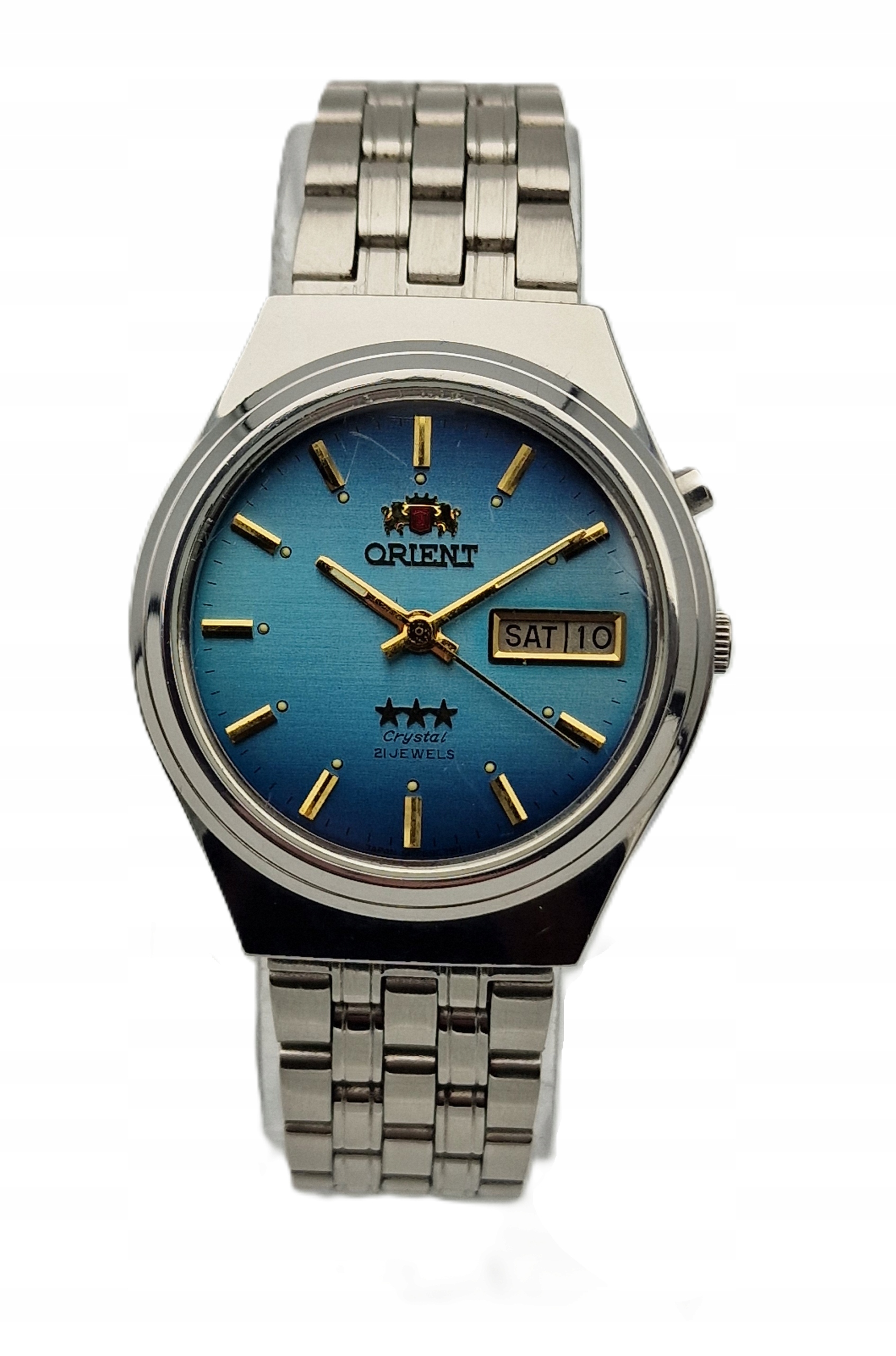 STALOWY MĘSKI JAPOŃSKI ZEGAREK ORIENT CRYSTAL AUTOMATIC 21J LATA 70-TE ...