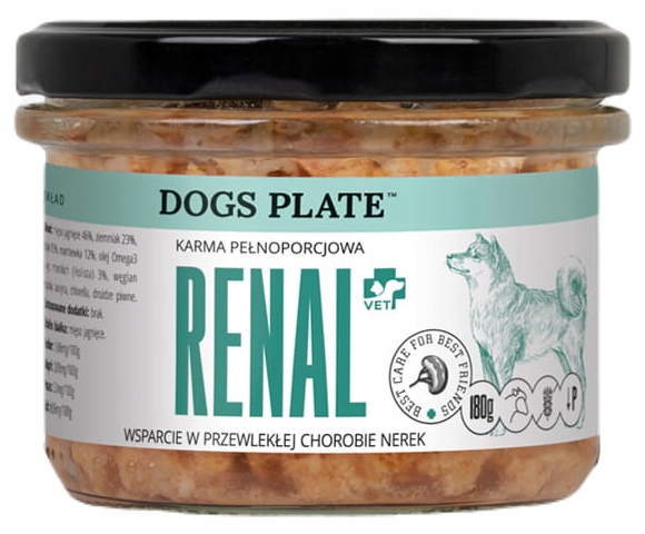 DOGS PLATE VET RENAL karma dla psów JAGNIĘCINA CHOROBA NEREK 180g ...