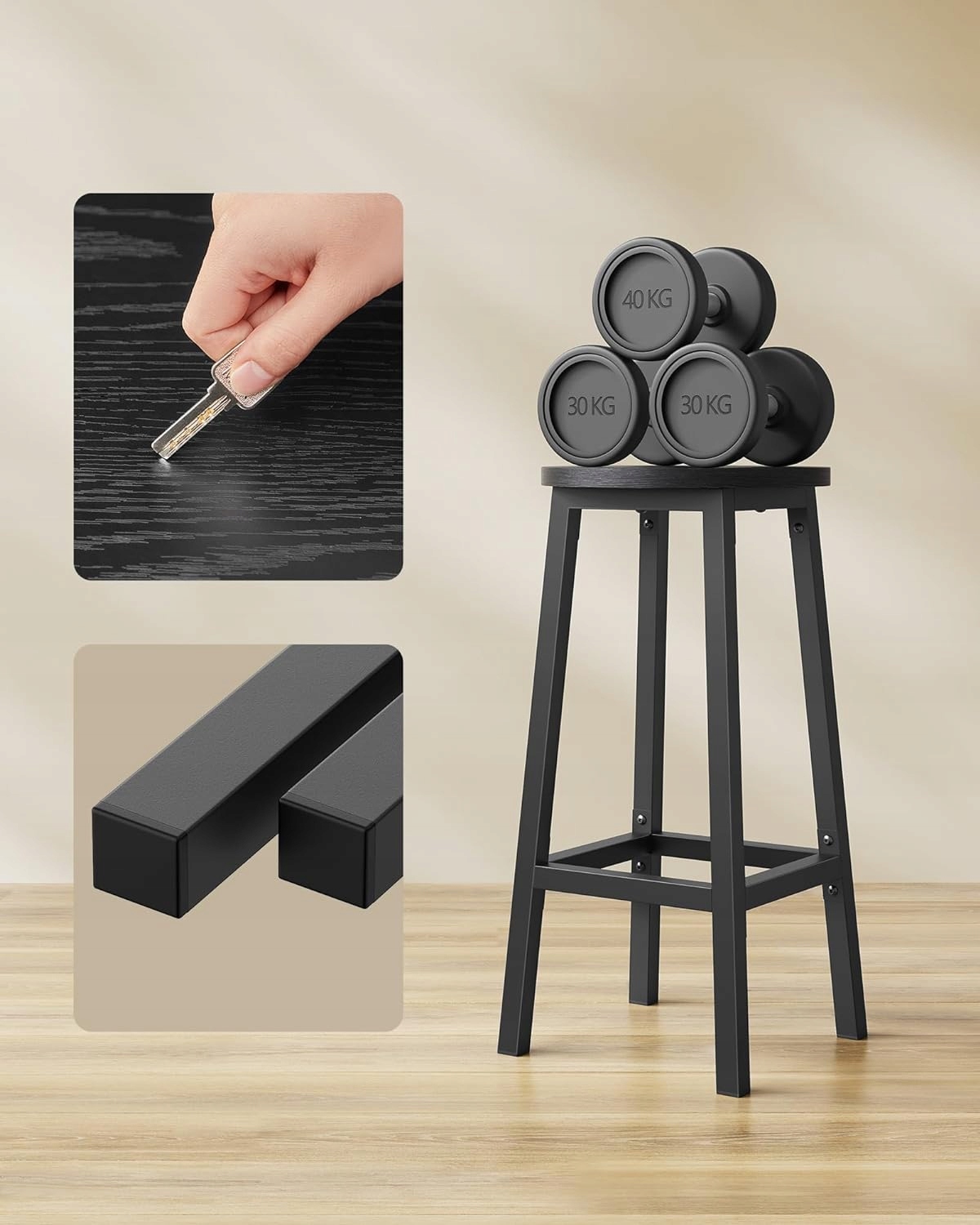 Taboret Songmics czarny 65 cm (LBC032B56) • Cena, Opinie • Stołki i ...