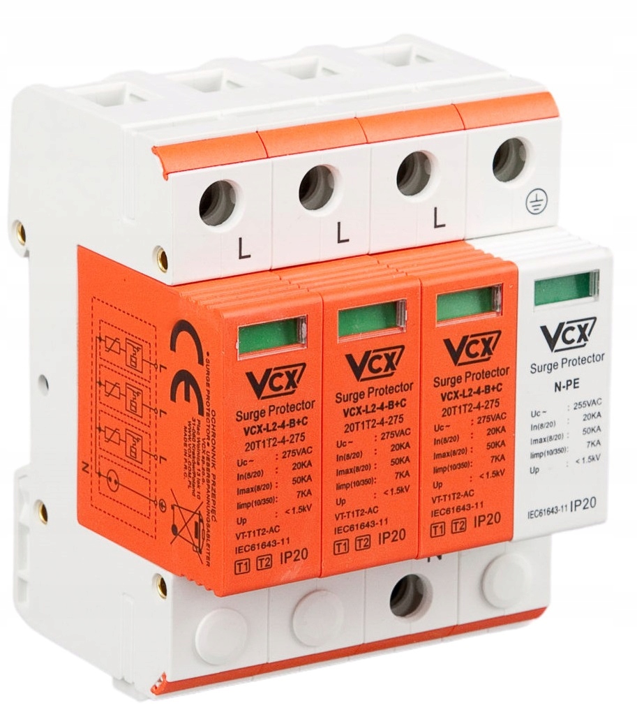 Ogranicznik przepięć VCX 275 V IP20 20000 A (5906874479056) • Cena ...