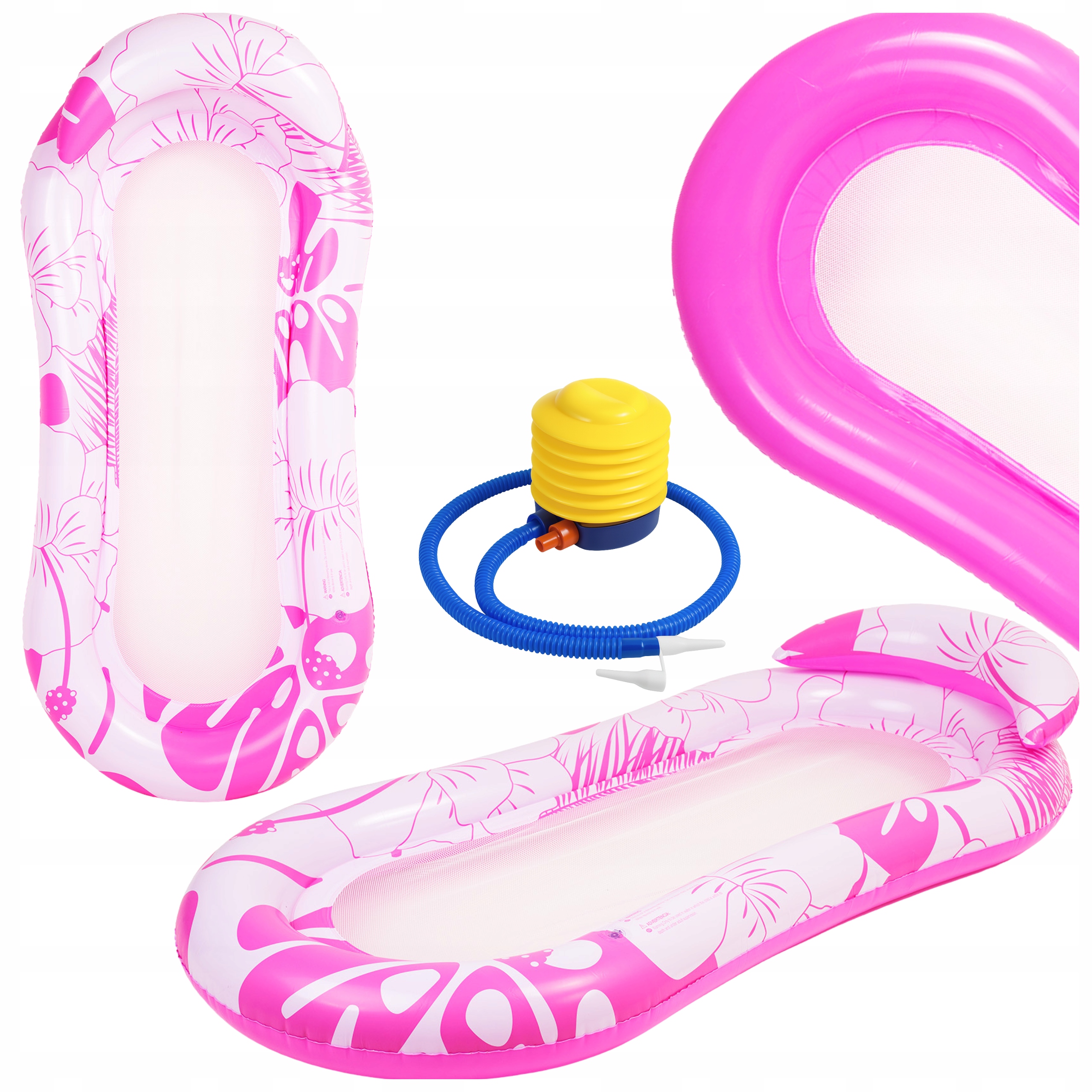 MATERAC DMUCHANY DO PŁYWANIA WODNY PLAŻOWY Z SIATKĄ LEŻAK NA PLAŻĘ Z ...