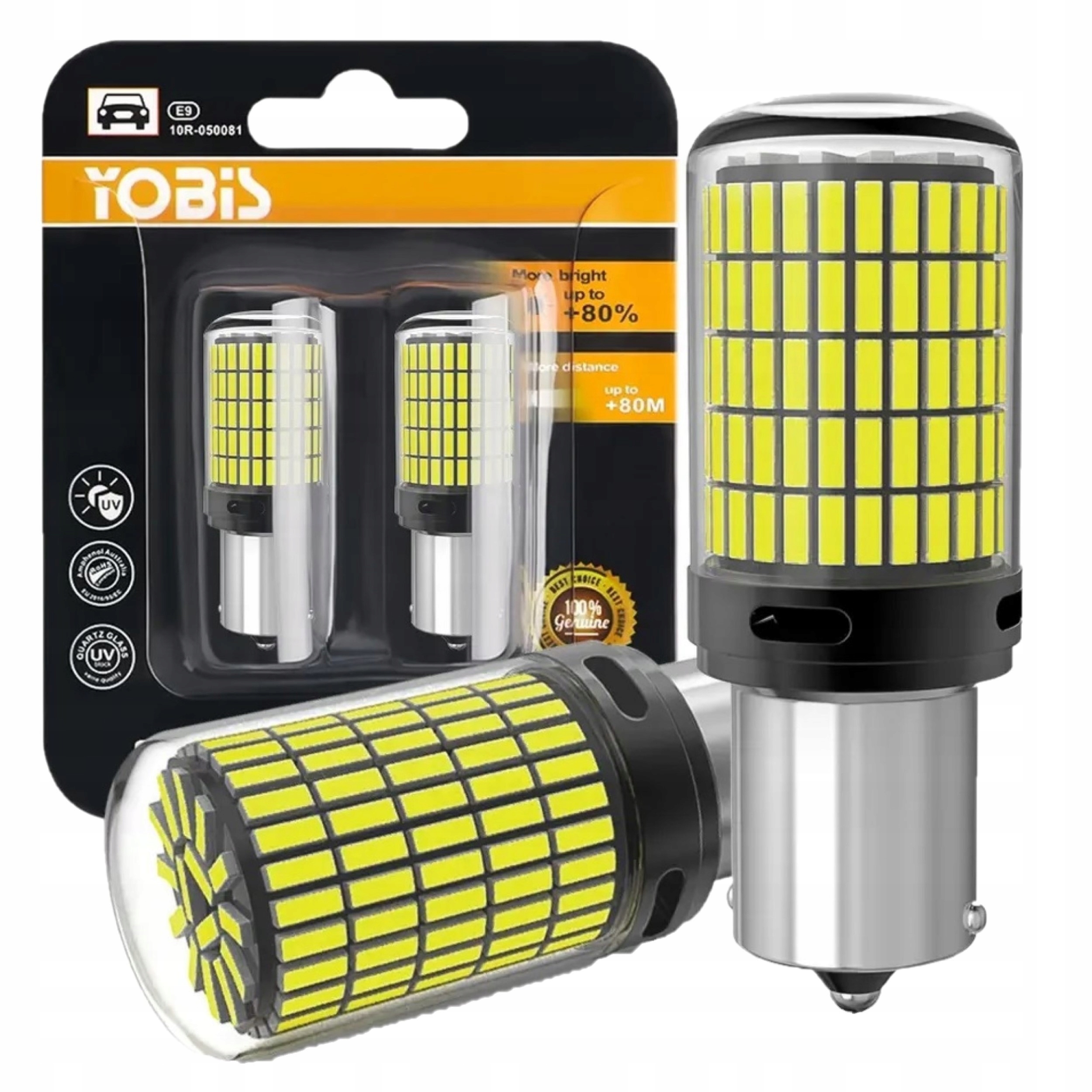 ŻARÓWKI LED P21W BA15S 1156 CANBUS BIAŁE MOCNE 2500LM 150SMD DRL ...