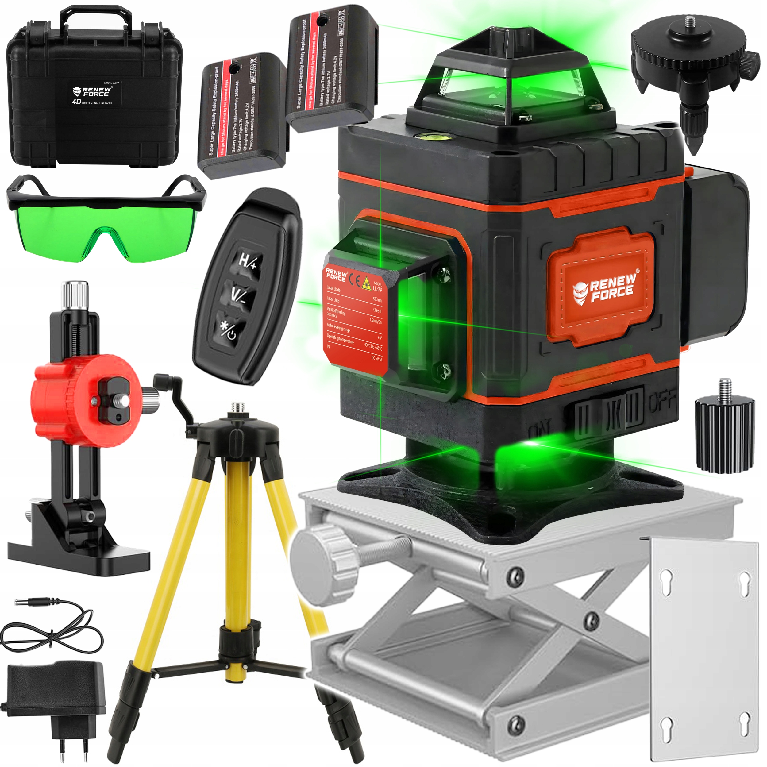 KŘÍŽOVÝ LASER 360 STUPŇŮ 16 LINIÍ ROVINNÁ LASEROVÁ VODOVÁHA DÁLKOVÉ ...