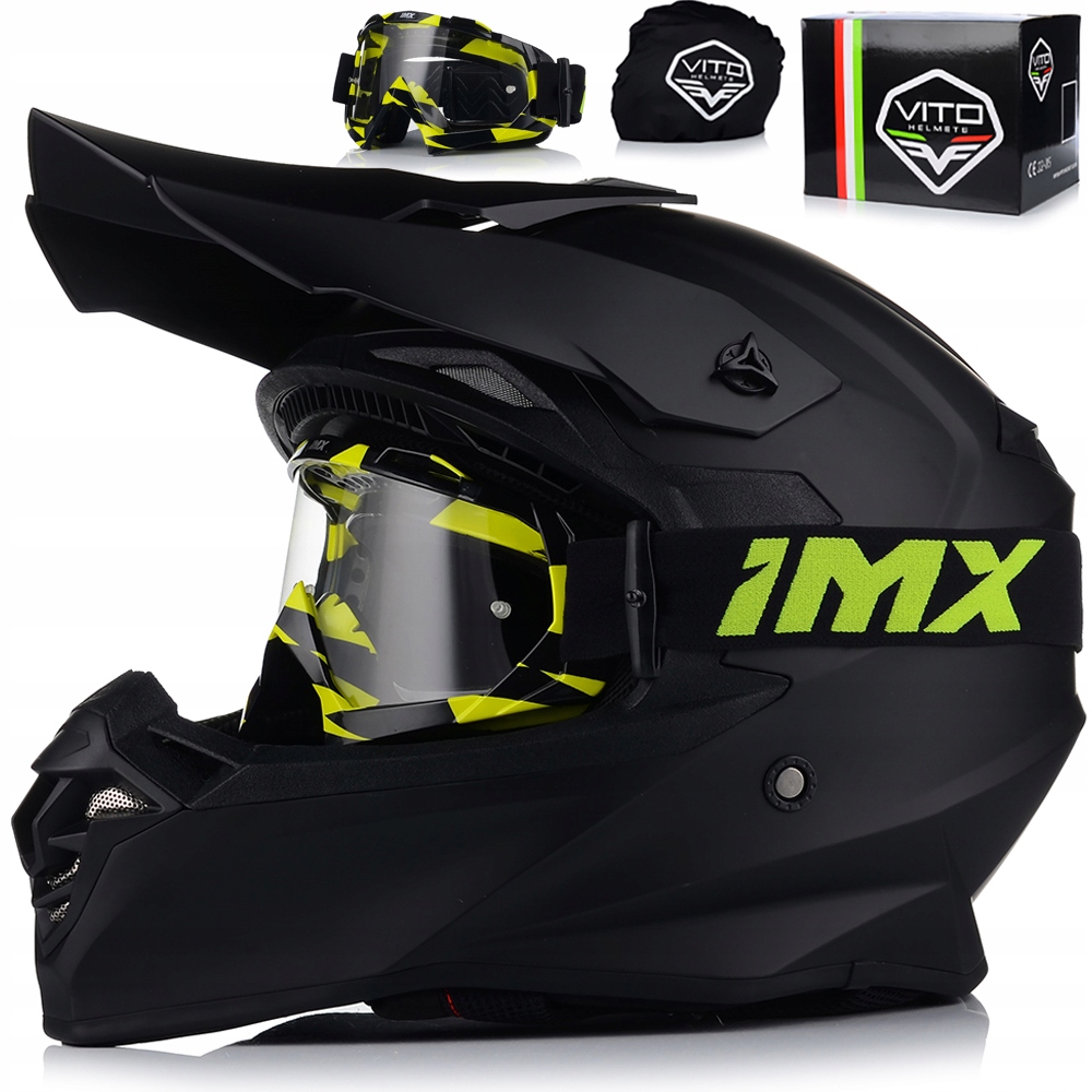 KASK MOTOCYKLOWY | VITO TIVOLI + GOGLE IMX | OFF-ROAD ENDURO CROSS QUAD ...