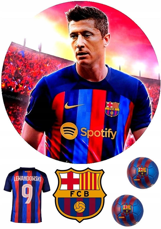 OPŁATEK NA TORT LEWANDOWSKI FC BARCELONA 20CM • Cena, Opinie • Dekoracje tortów i ciast ...