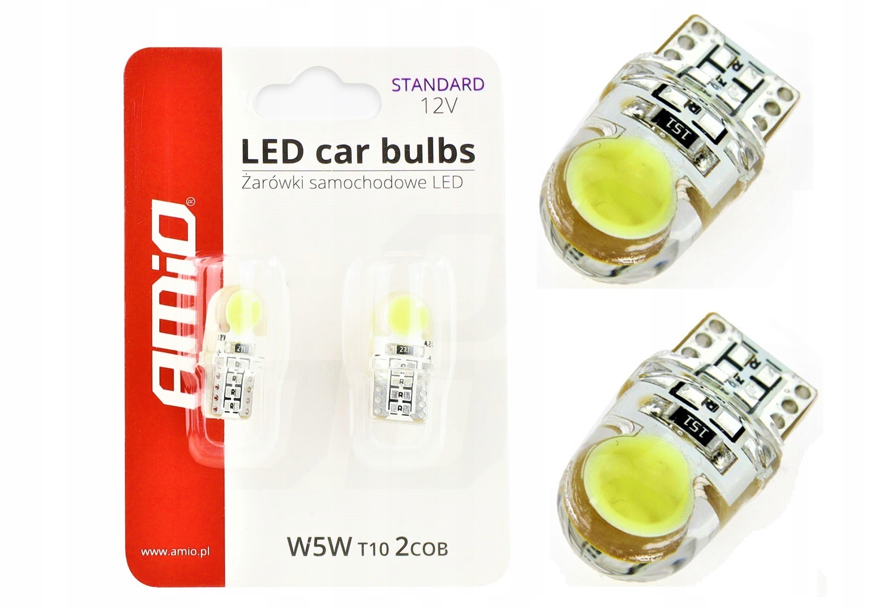Żarówka żarówki LED W5W 5W5 T10 12V 2 szt (2x COB) 5903293014417 za 10 ...