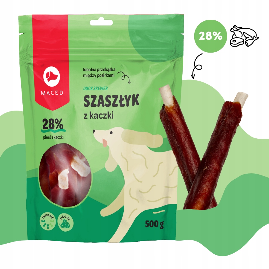 MACED PRZYSMAK GRYZAK dla psa Szaszłyk PAŁECZKI WOŁOWE z KACZKĄ 500g ... MACED PRZYSMAK GRYZAK dla psa Szaszłyk PAŁECZKI WOŁOWE z KACZKĄ 500g ...
