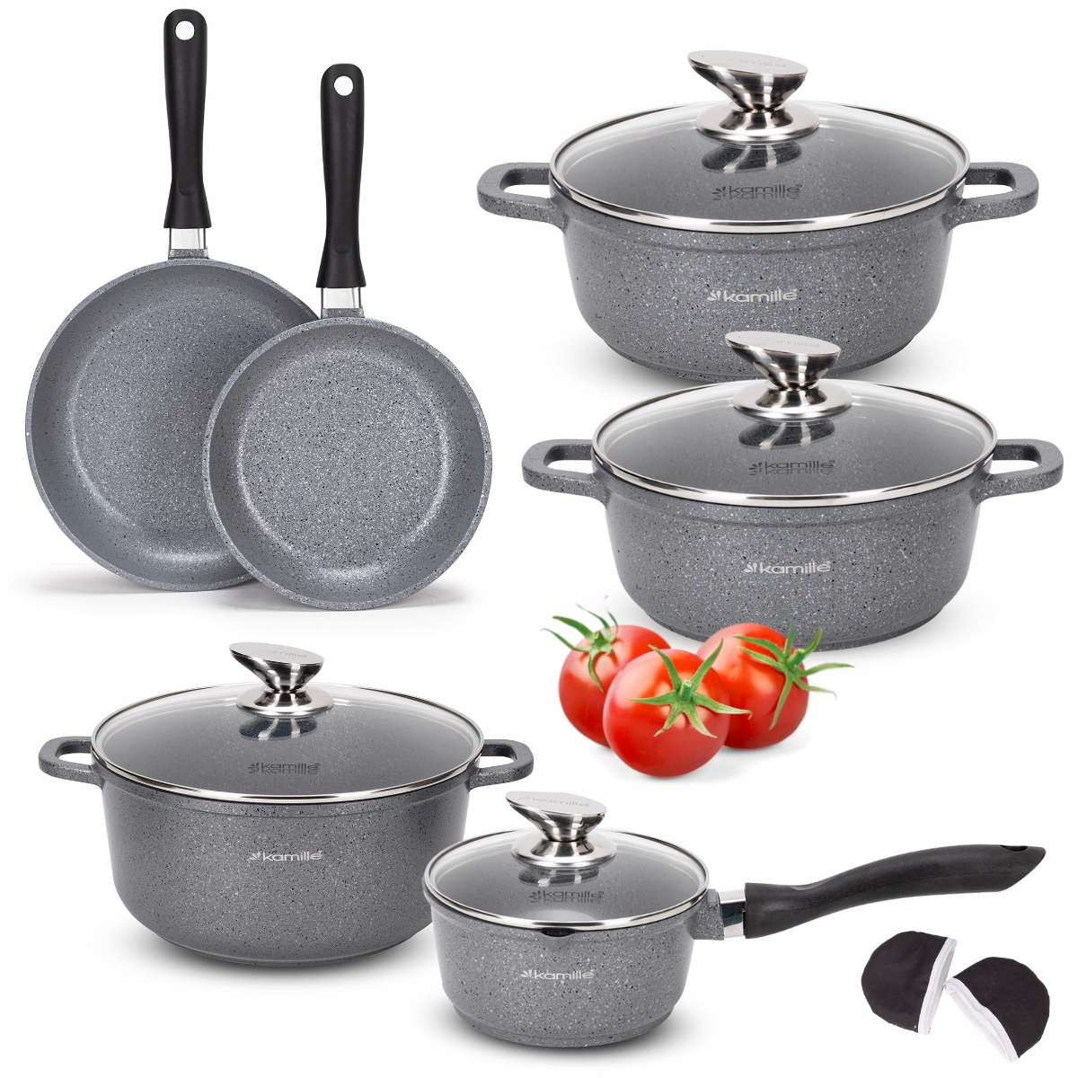 GARNKI ZESTAW GARNKÓW KOMPLET 10 el RONDEL PATELNIA INDUKCJA GAZ ...