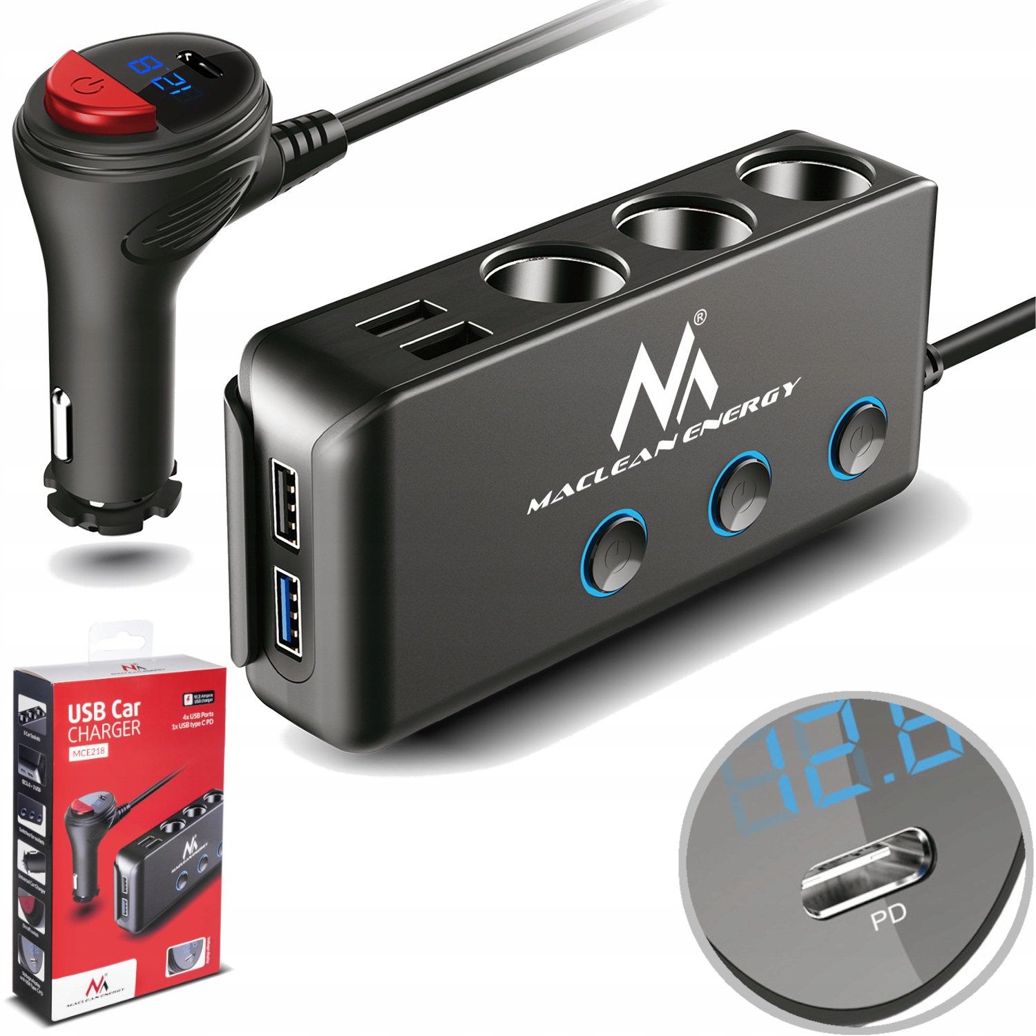 Rozdzielacz gniazda zapalniczki samochodowej Maclean MCE218 max 120W 5902211110972 za 87.00PLN z ...