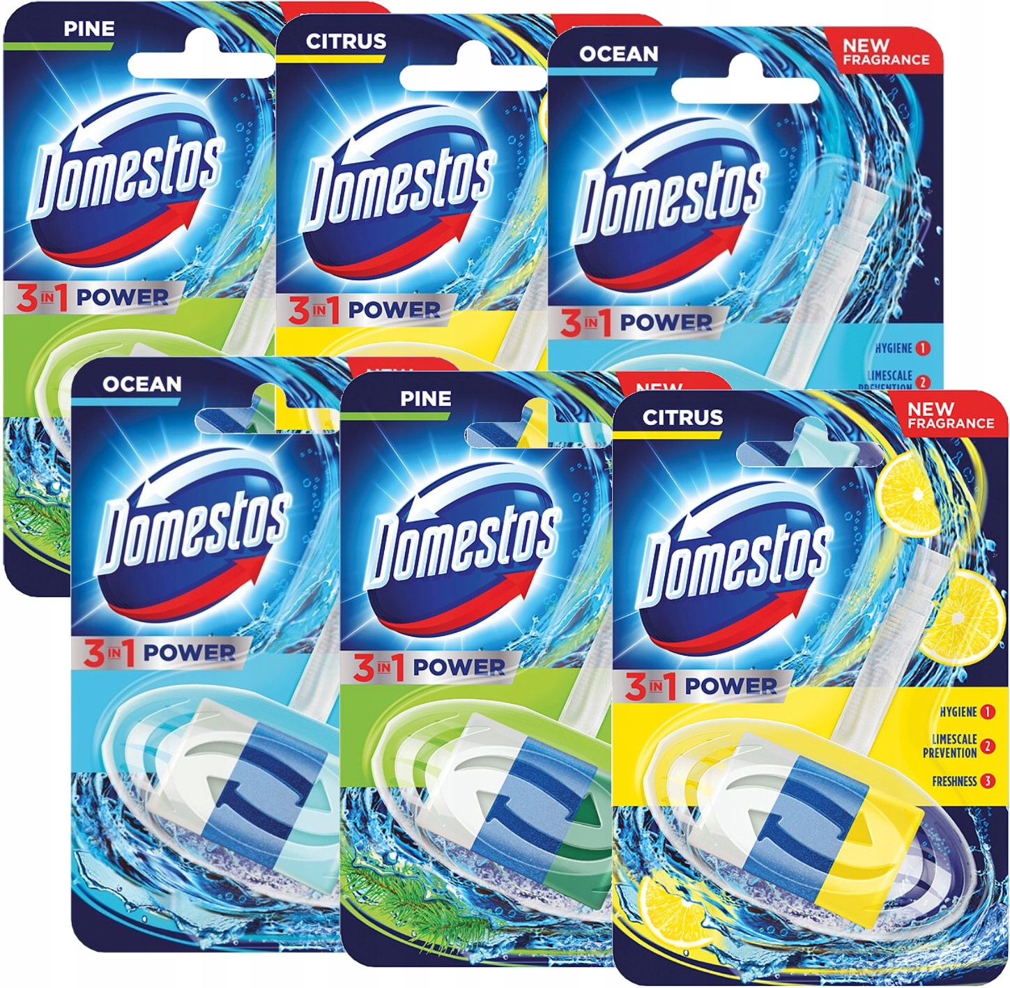 DOMESTOS POWER 3w1 Kostka WC Wymienny Wkład MIX x6 12845282833 - Allegro.pl