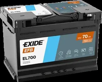 Akumulator Exide EL700 12V 70AH 760A EN start stop EFB nowy model ...