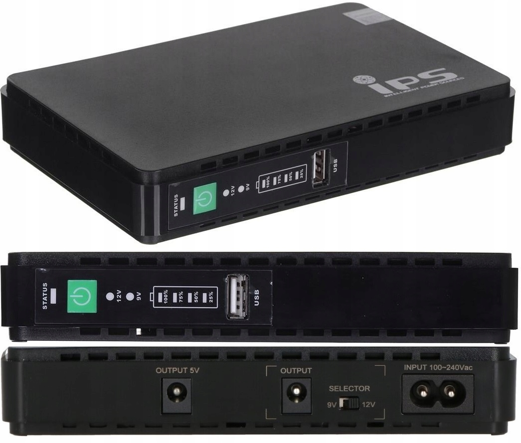 Zasilacz awaryjny IPS ROUTER UPS moc 15W wyjcia 5V 9V 12V 8800mAh ...