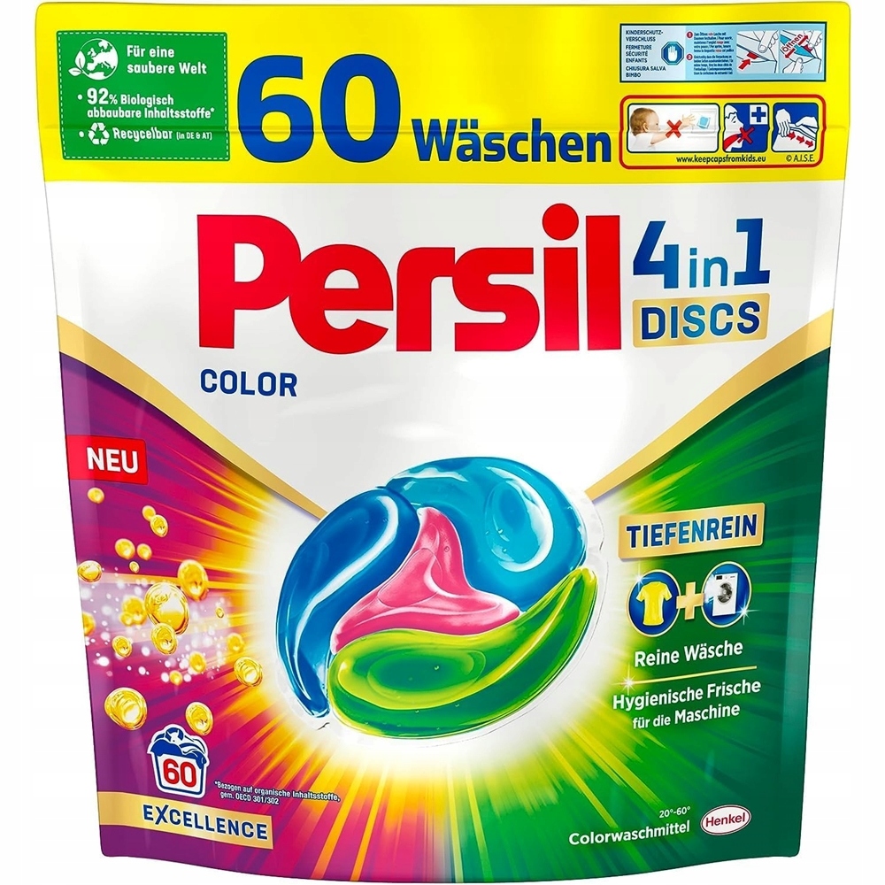 PERSIL DISCS KAPSUŁKI DO PRANIA KOLOROWEGO 4w1 SKUTECZNE WYDAJNE 60szt ...