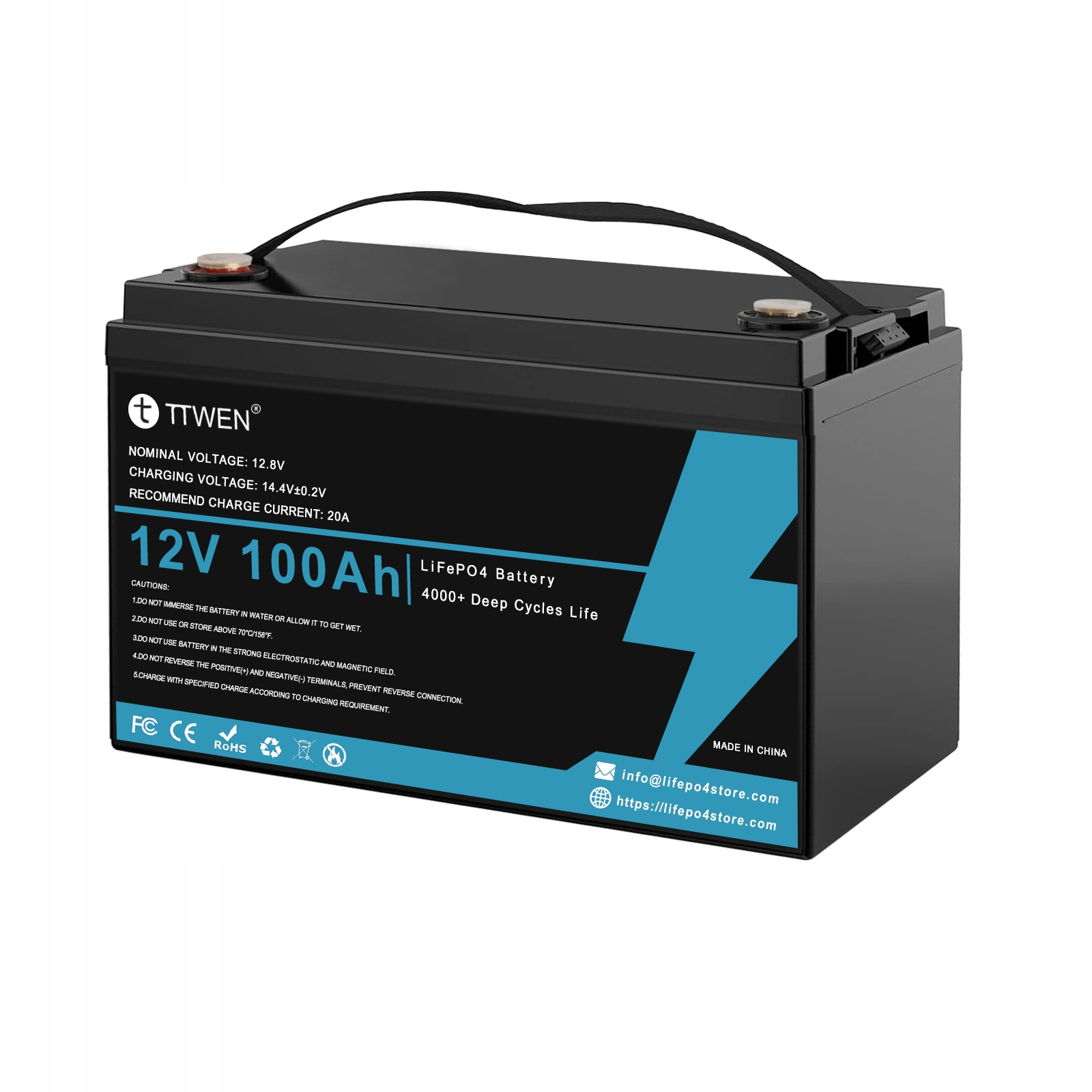 LiFePO4 Cell Lithium Battery 12V 100Ah 1280Wh for RV, Home Energy ...