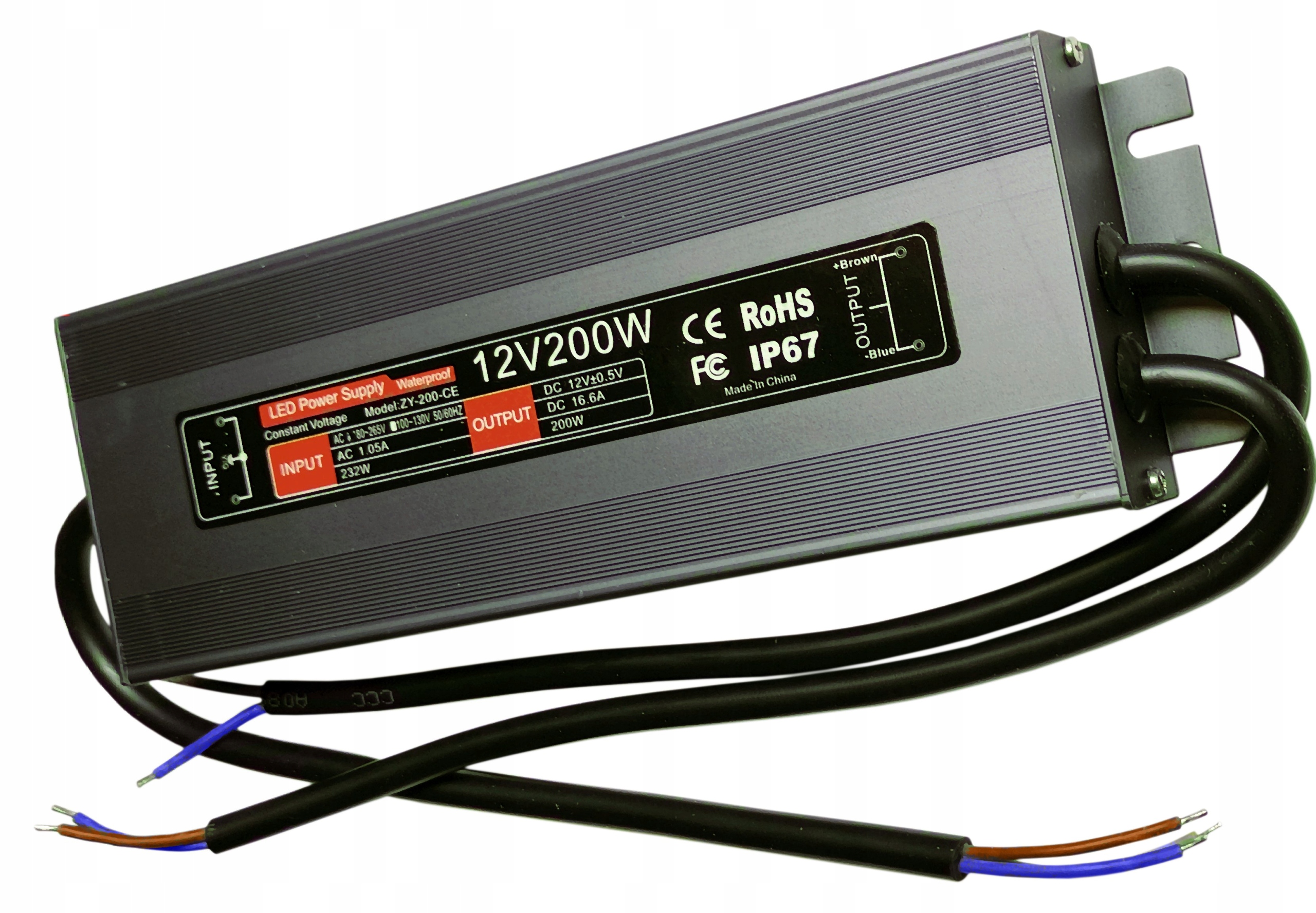 ZASILACZ LED WODOODPORNY 200W 12V IP67 HERMETYCZNY WEWNĘTRZNY / ZEWNĘTRZNY (Zasilacz 12V DC 200W ...