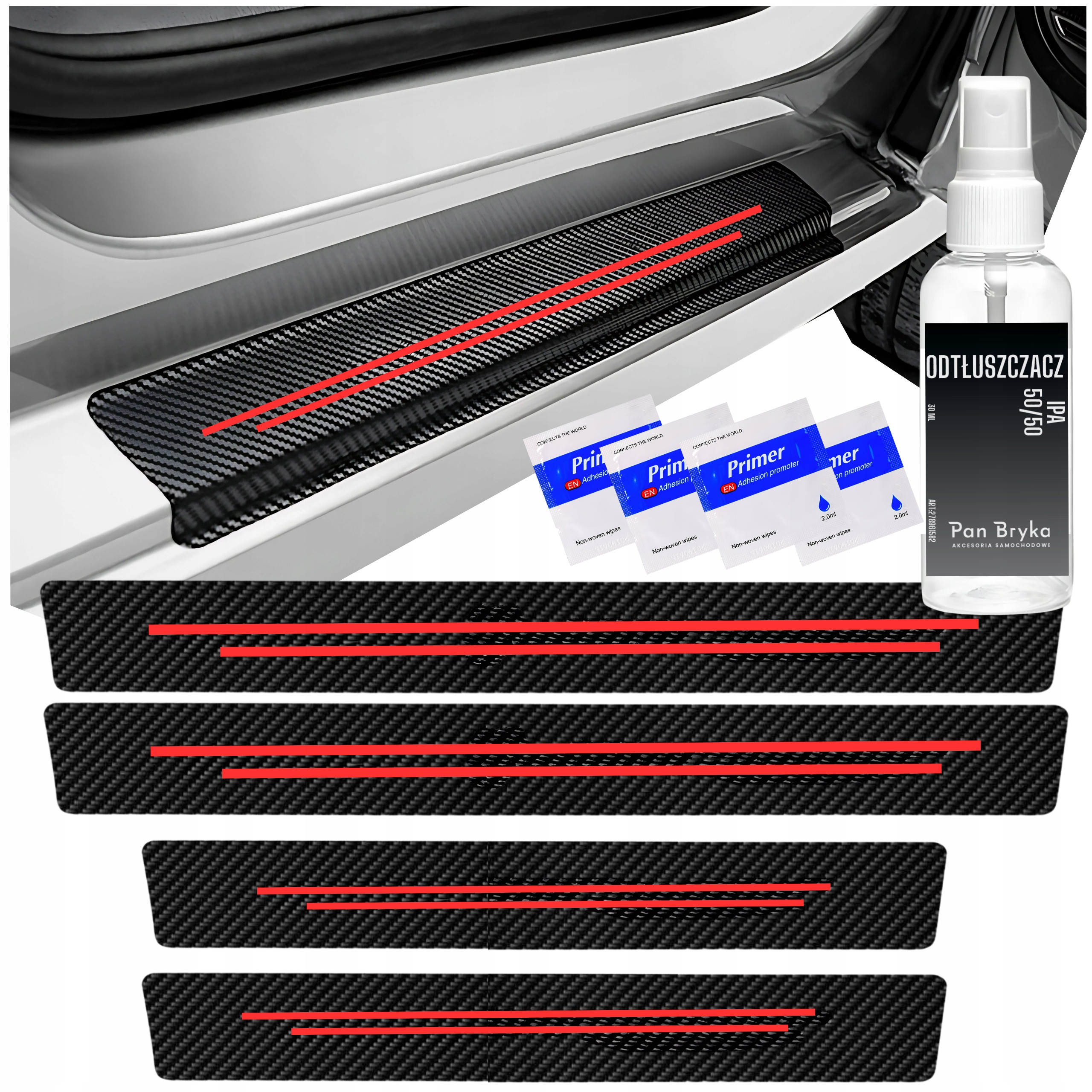 NAKLEJKI NAKŁADKI OCHRONNE NA PROGI SAMOCHODU FOLIA DO ZABEZPIECZENIA 4 ...